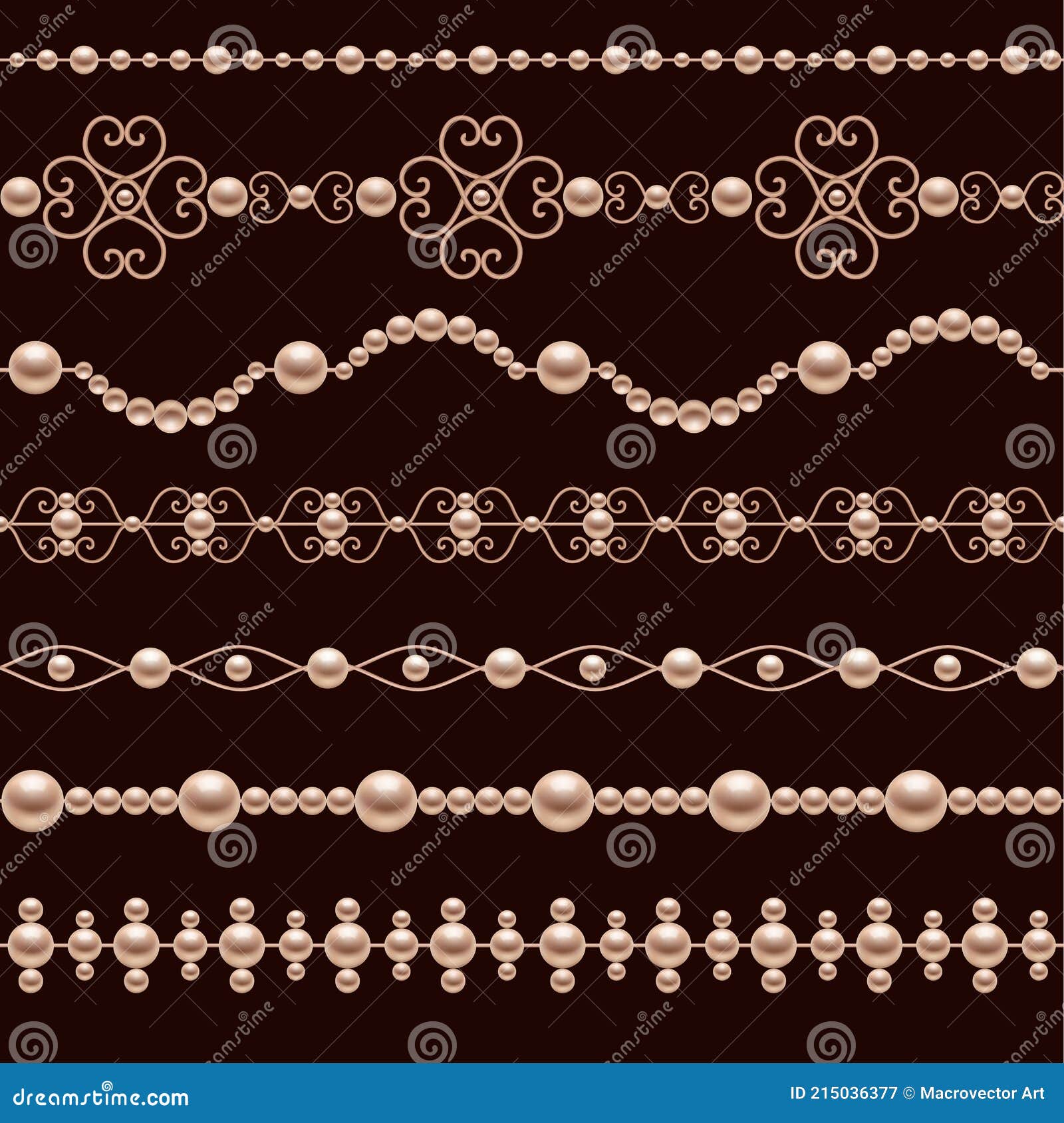 Pearl Realistic Borders stock vector. Illustration of gemstone - 215036377