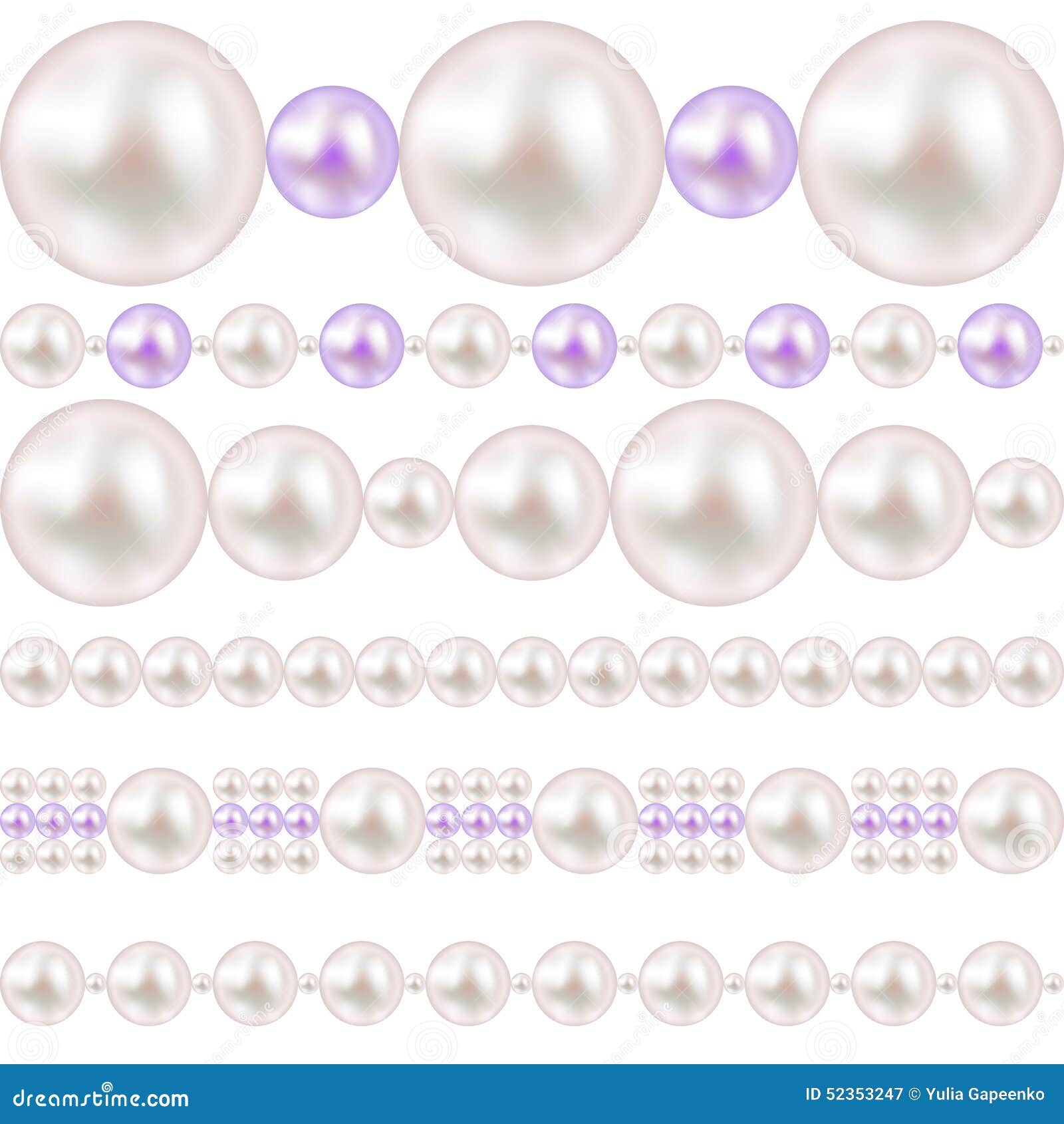 Pearl Realistic Borders Set Vector Illustration Stock Vector ...