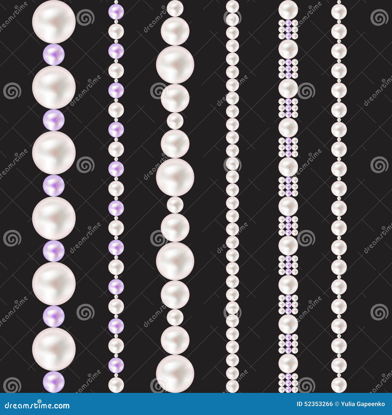 Pearl Realistic Borders Set Vector Illustration Stock Vector ...