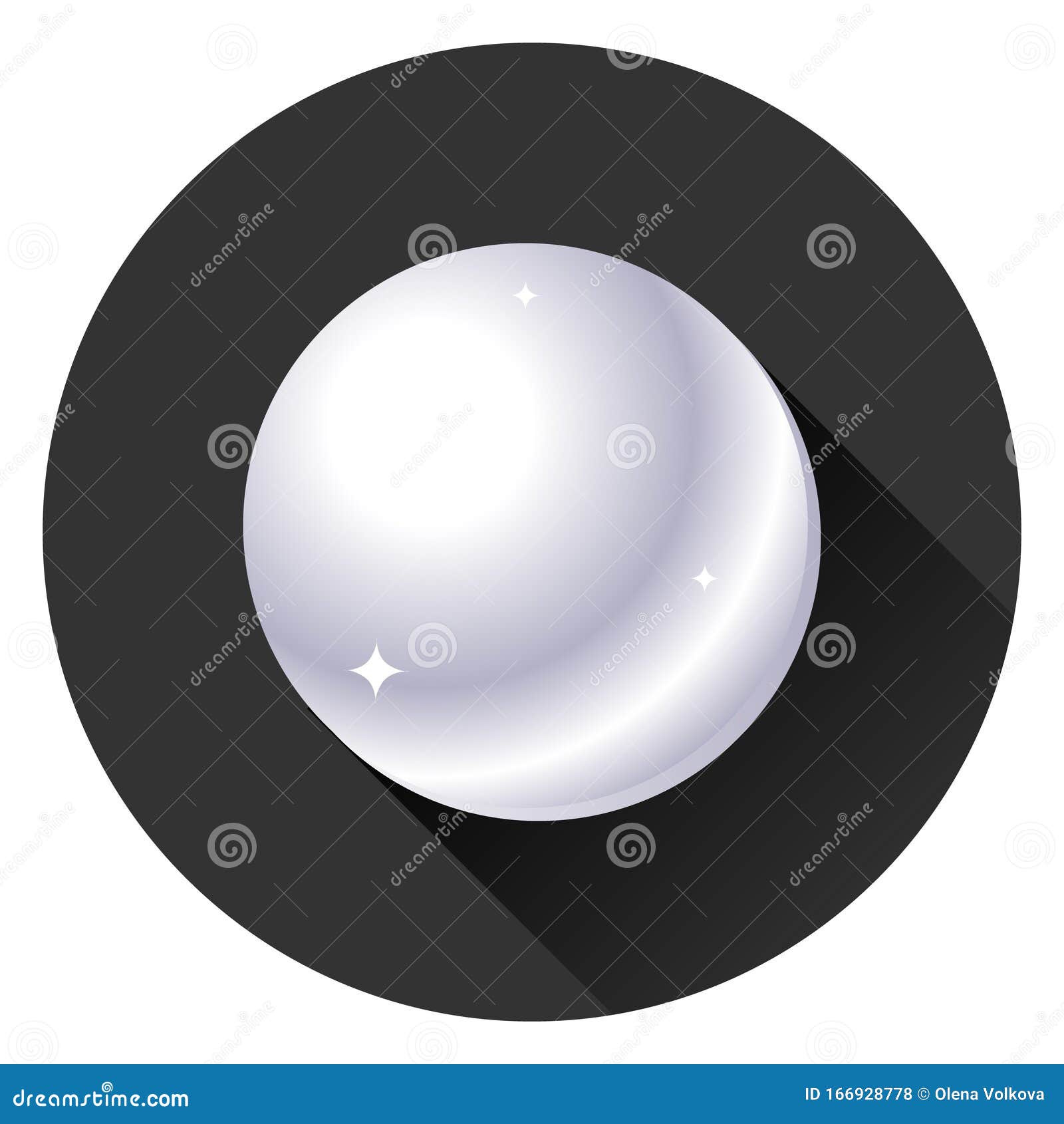 Pearl, Realistic White Pearl On A Black Background With A Shadow ...
