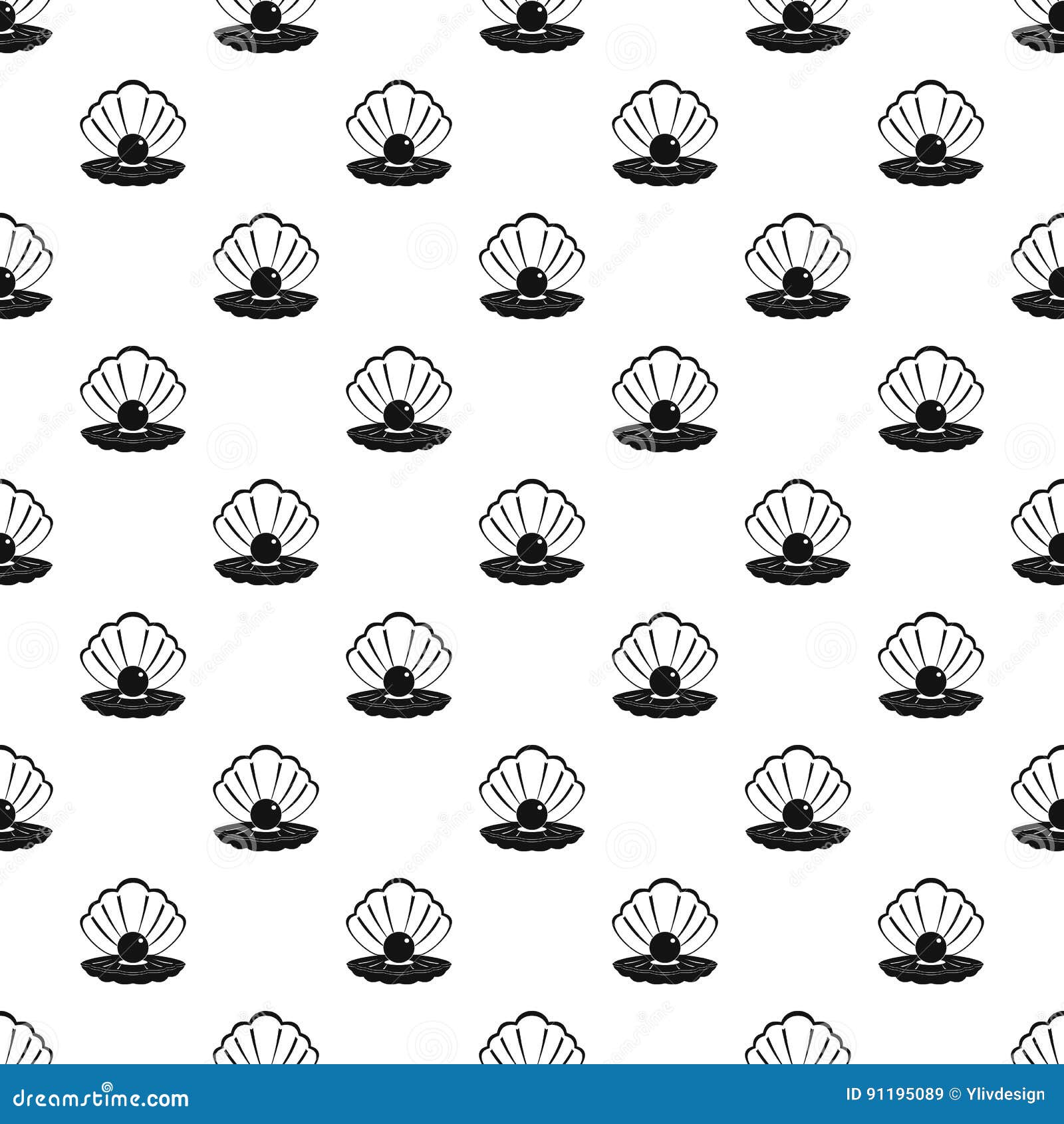 Pearl in a Sea Shell Pattern Vector Stock Vector - Illustration of ...
