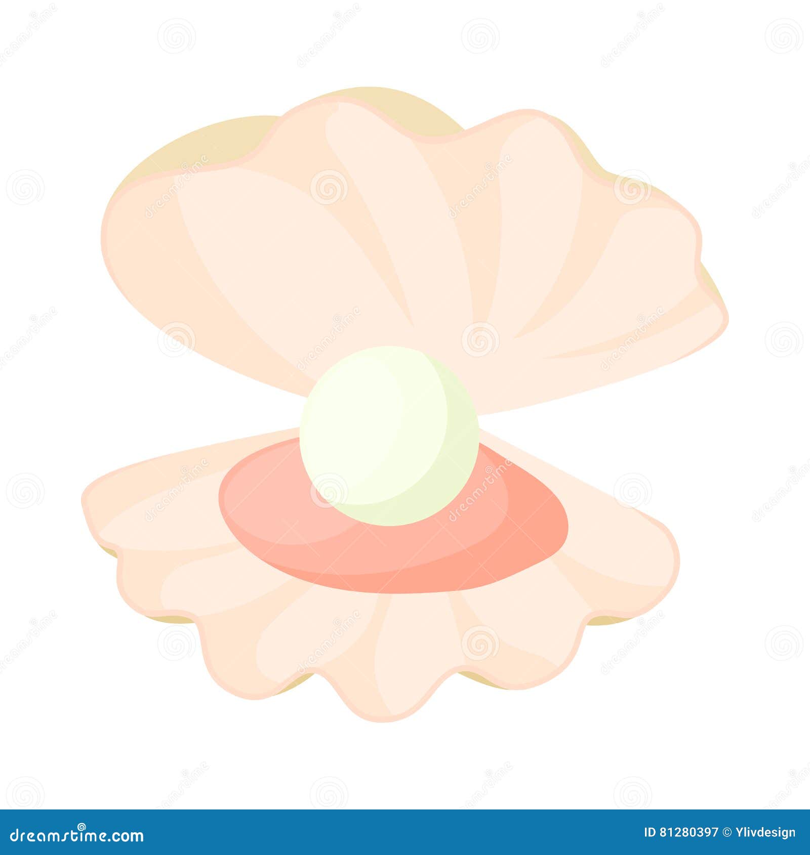 Pearl in a Shell Icon, Cartoon Style Stock Vector - Illustration of ...