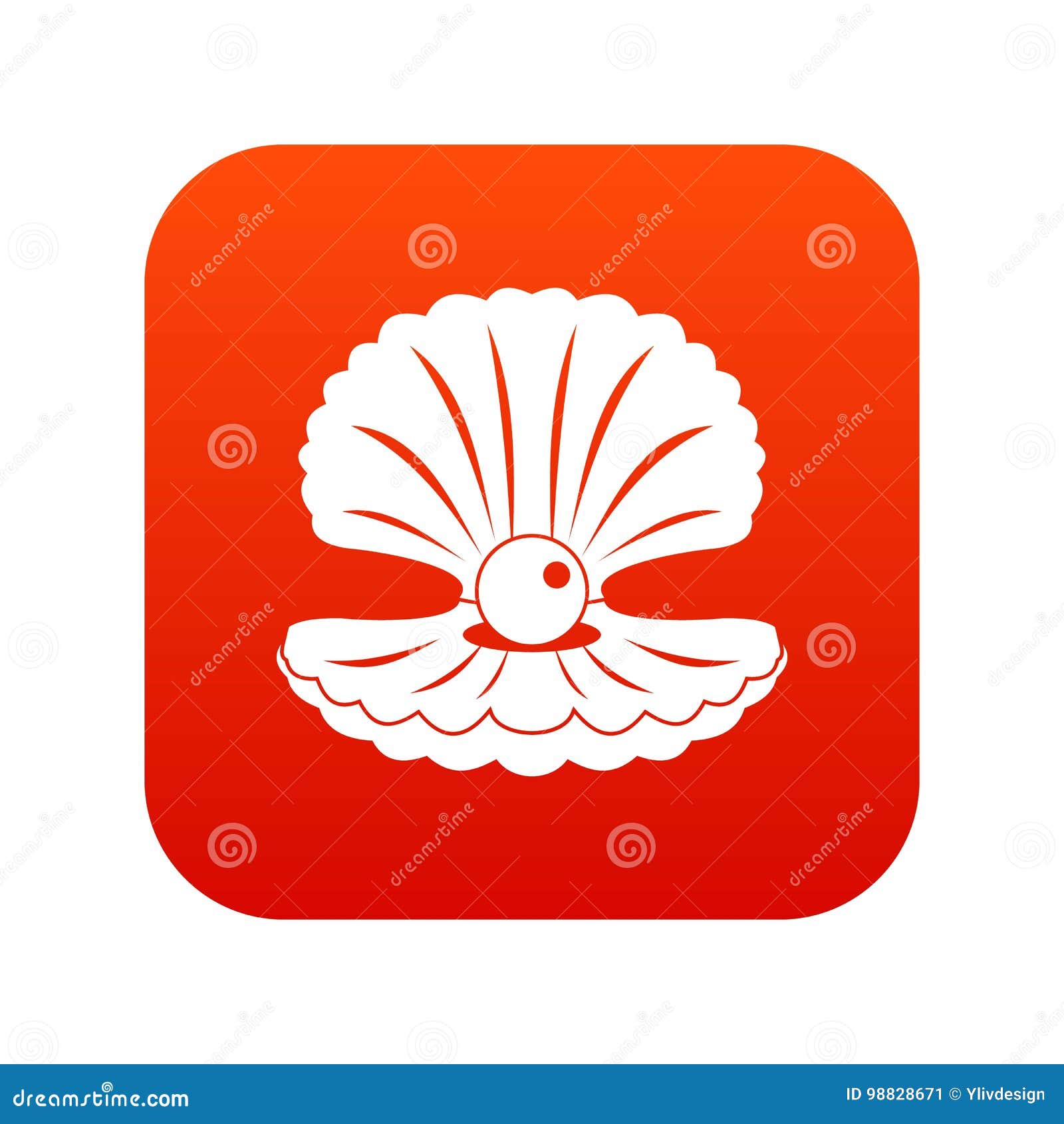 Pearl in a Shell Icon Digital Red Stock Vector - Illustration of ...
