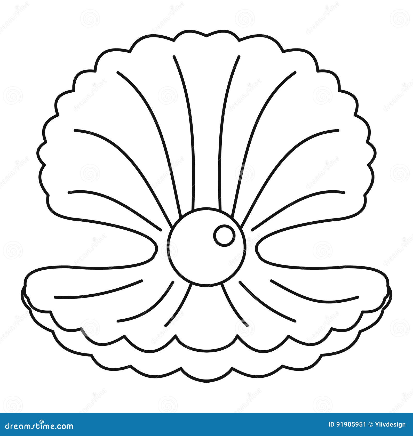 Pearl in a Shell Icon Outline Stock Vector - Illustration of circle ...