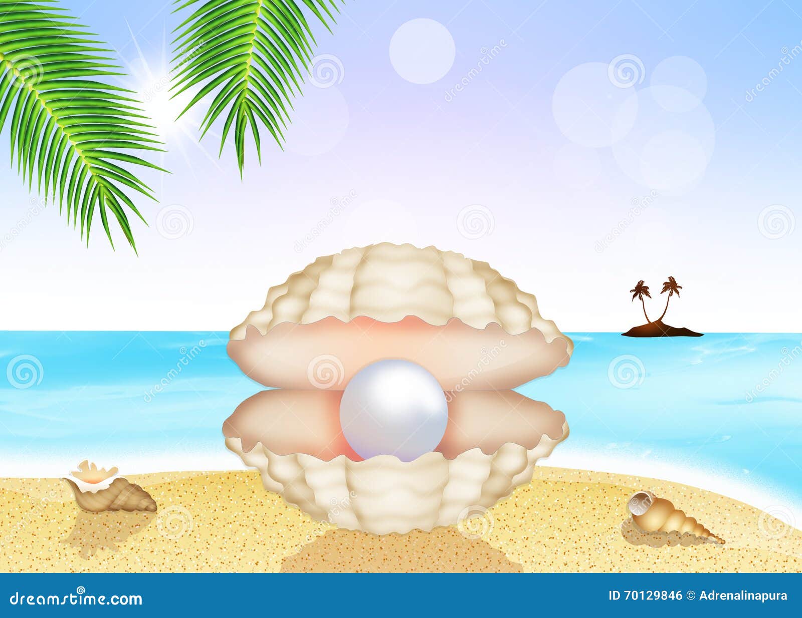 Pearl in the shell stock illustration. Illustration of shell - 70129846