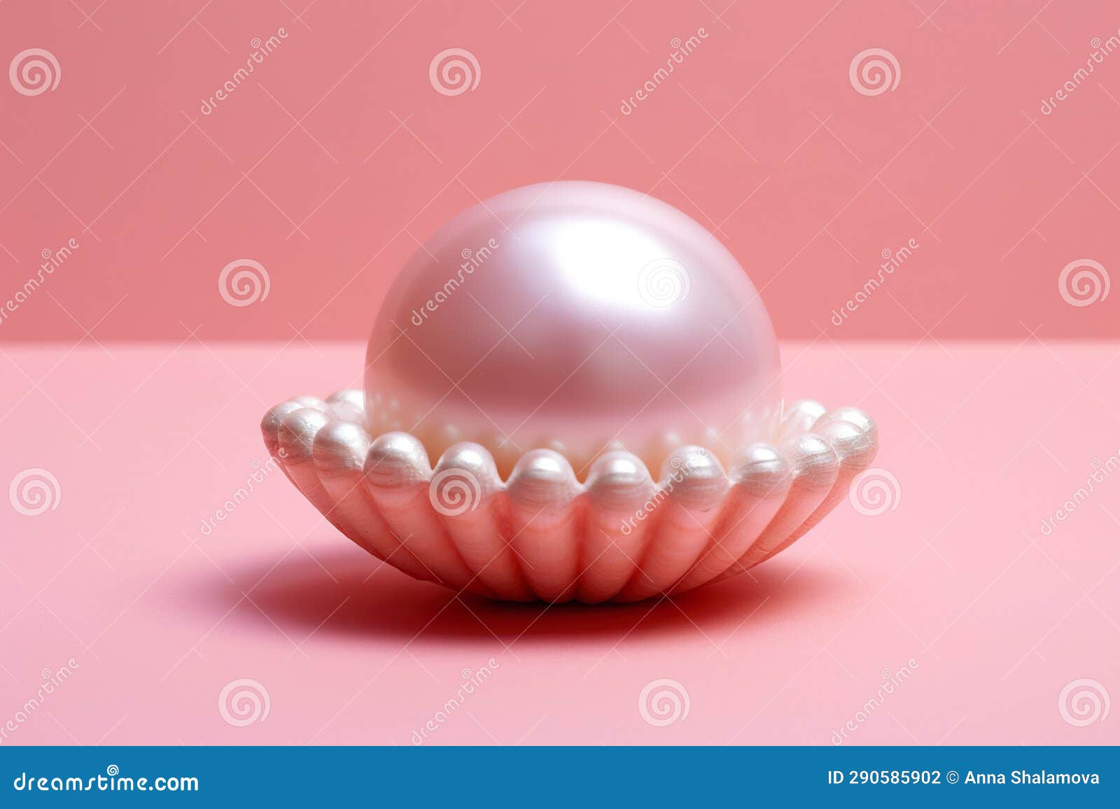 Pearl Shell on a Pink Background. Minimal Style Stock Illustration ...