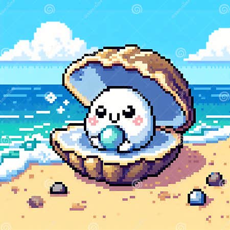 Pearl shells, pixel art stock illustration. Illustration of text ...