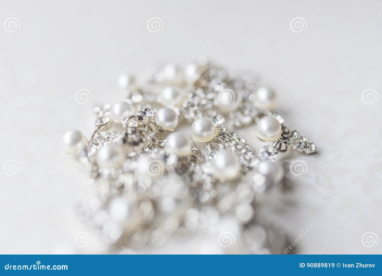 Pearl Silver Necklace on a White Background Stock Image - Image of chic ...