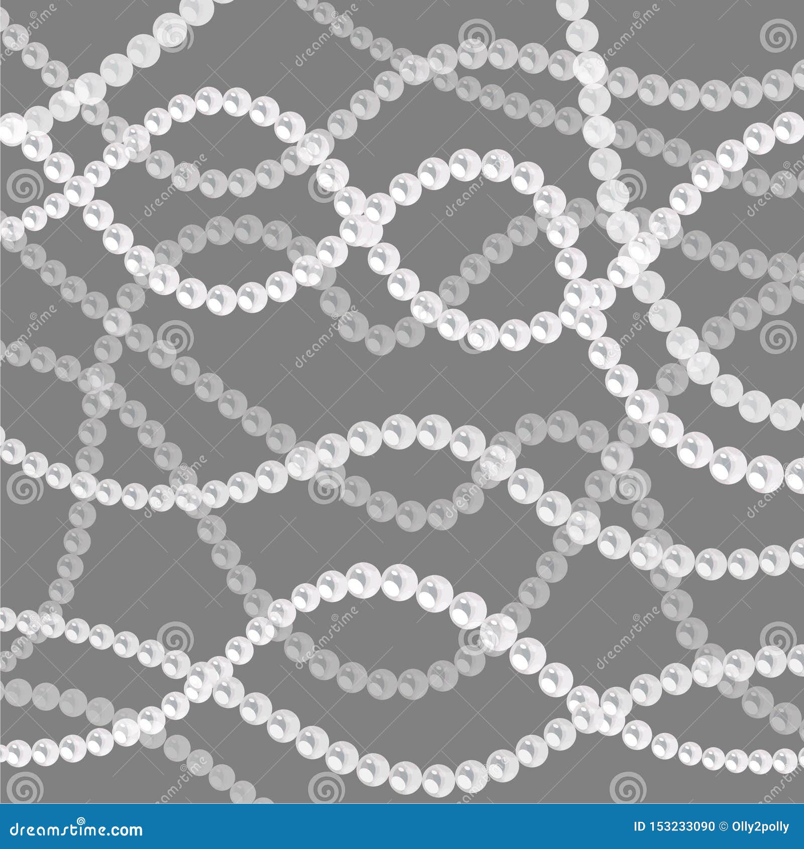 Pearl Strings Background. Curved Wavy Strings of Pearls. Stock Vector ...