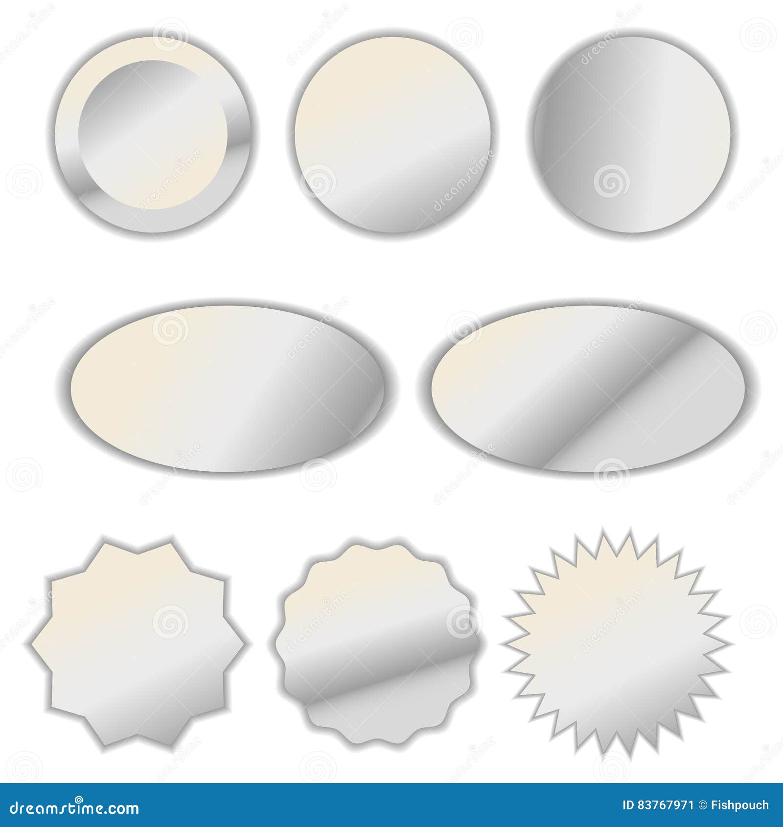 Pearl White Foil Vector Label Sticker Set. Stock Vector - Illustration ...