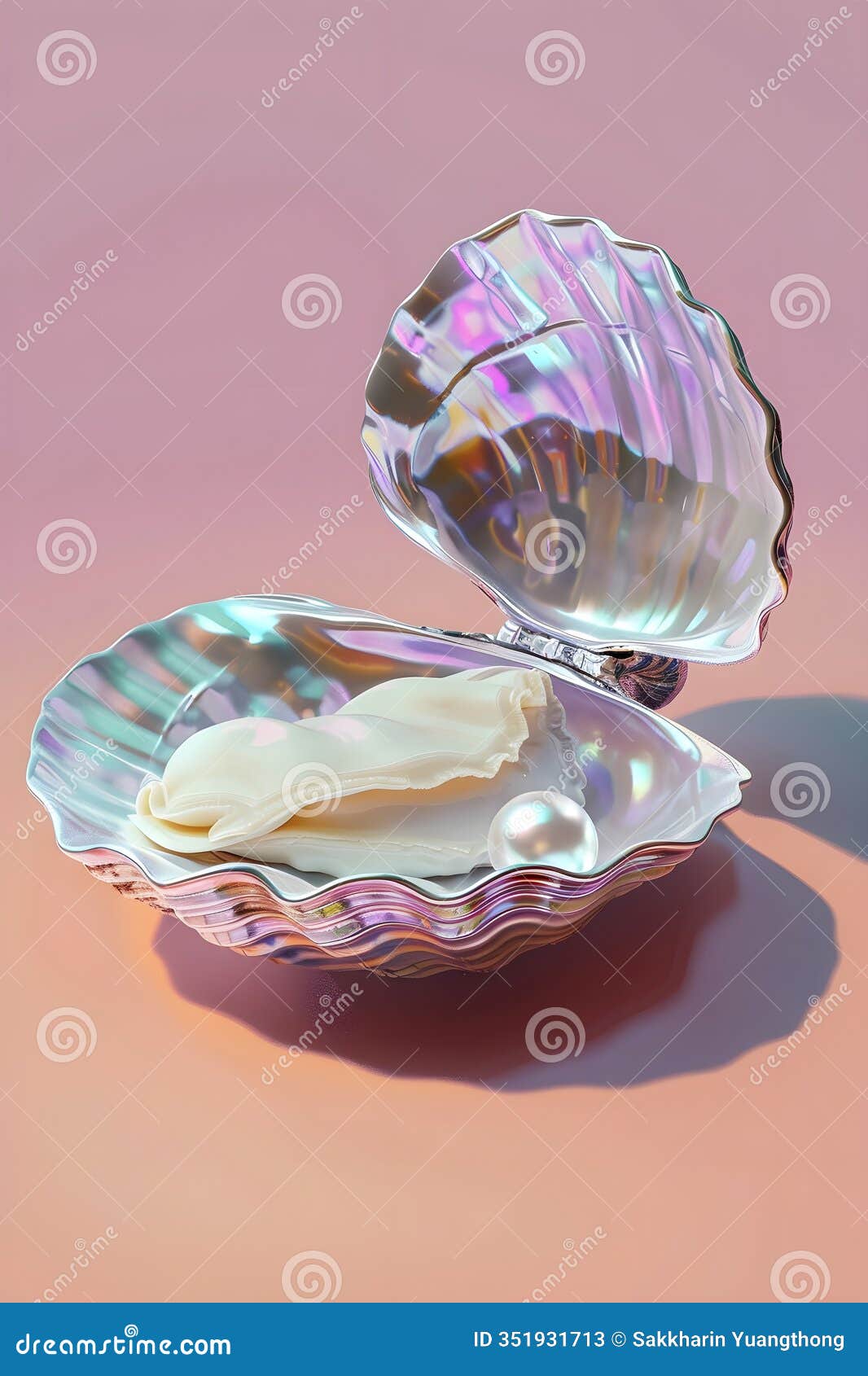 Pearlescent Open Shell Illustration Stock Illustration - Illustration ...