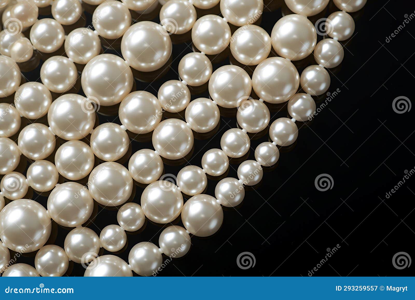Pearls Background. Pearl Beads, String of Pearls on Black Background ...