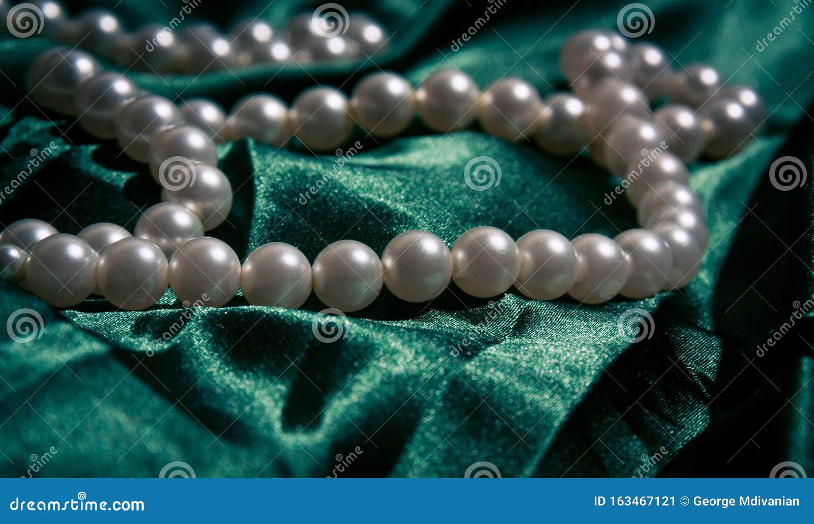 Pearls closeup on silk stock image. Image of natural - 163467121