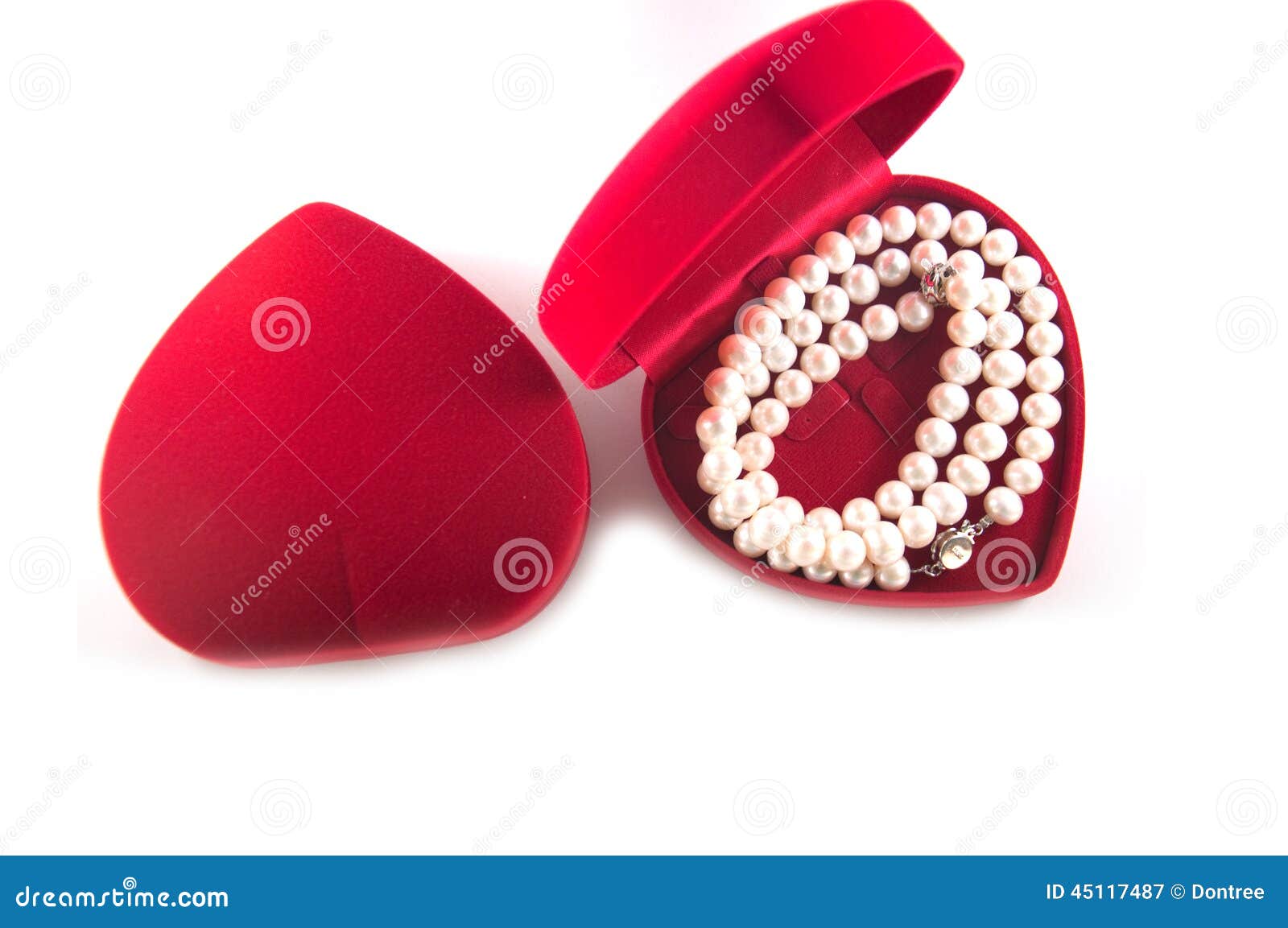 Pearls in a Heart Shaped Red Box Stock Image - Image of hope, design ...