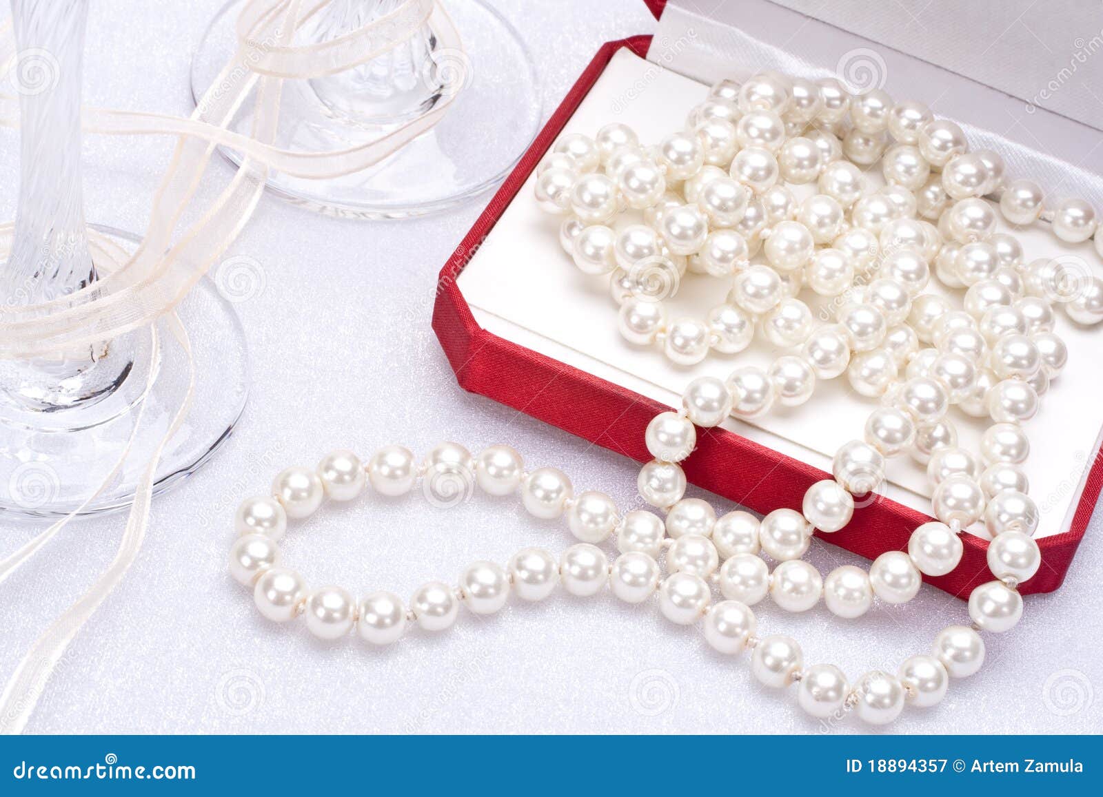 Pearls in a red box stock image. Image of necklace, beautiful - 18894357