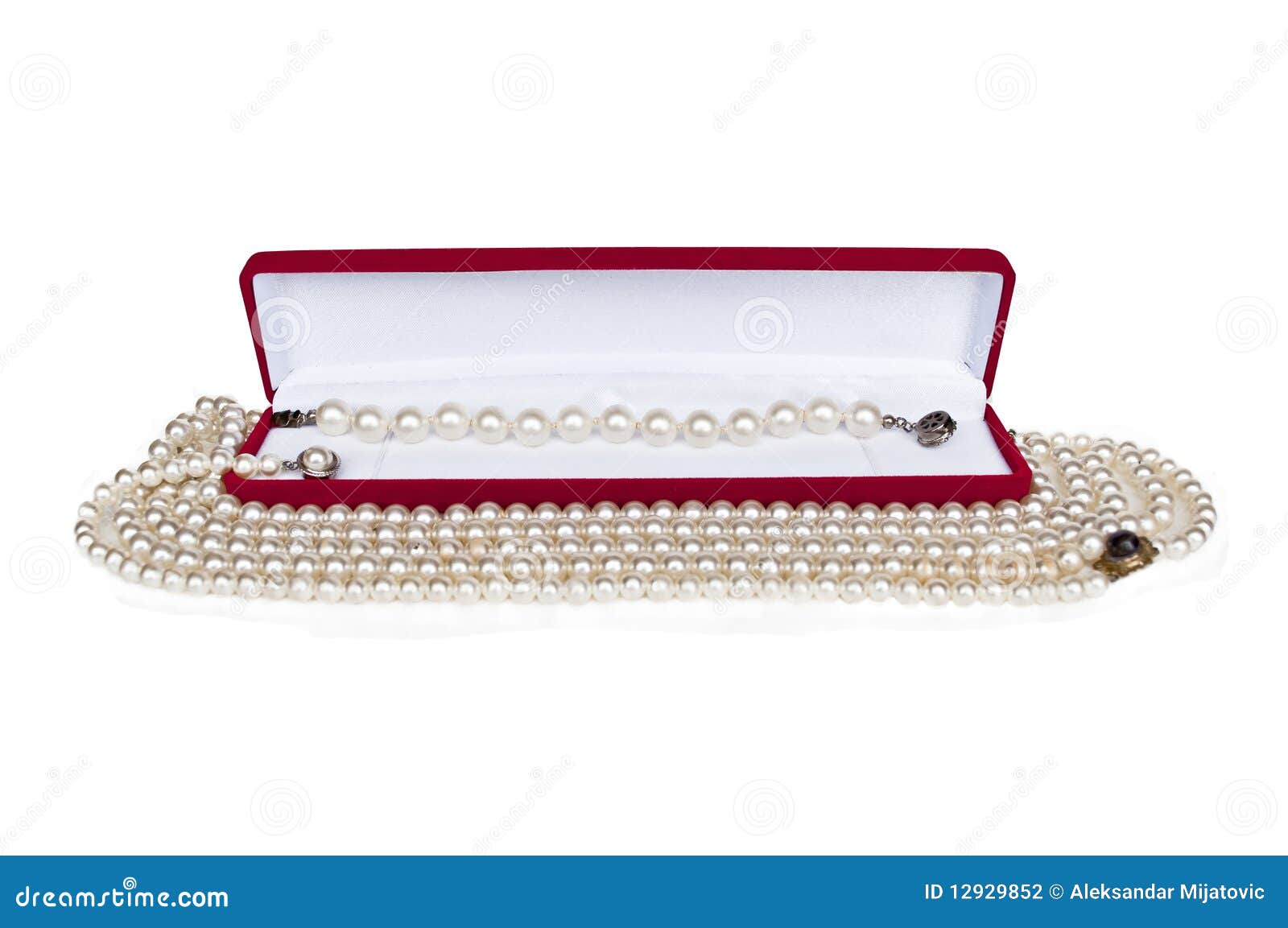 Pearls in red gift box stock photo. Image of gift, expensive - 12929852