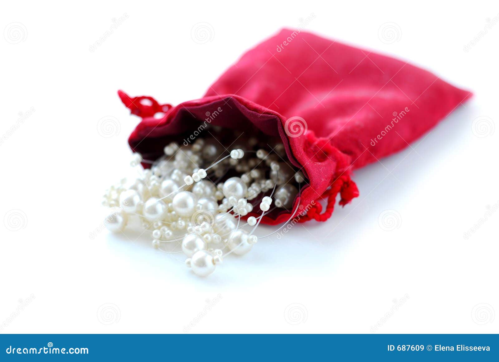 Pearls in red pouch stock image. Image of purse, jewelry - 687609
