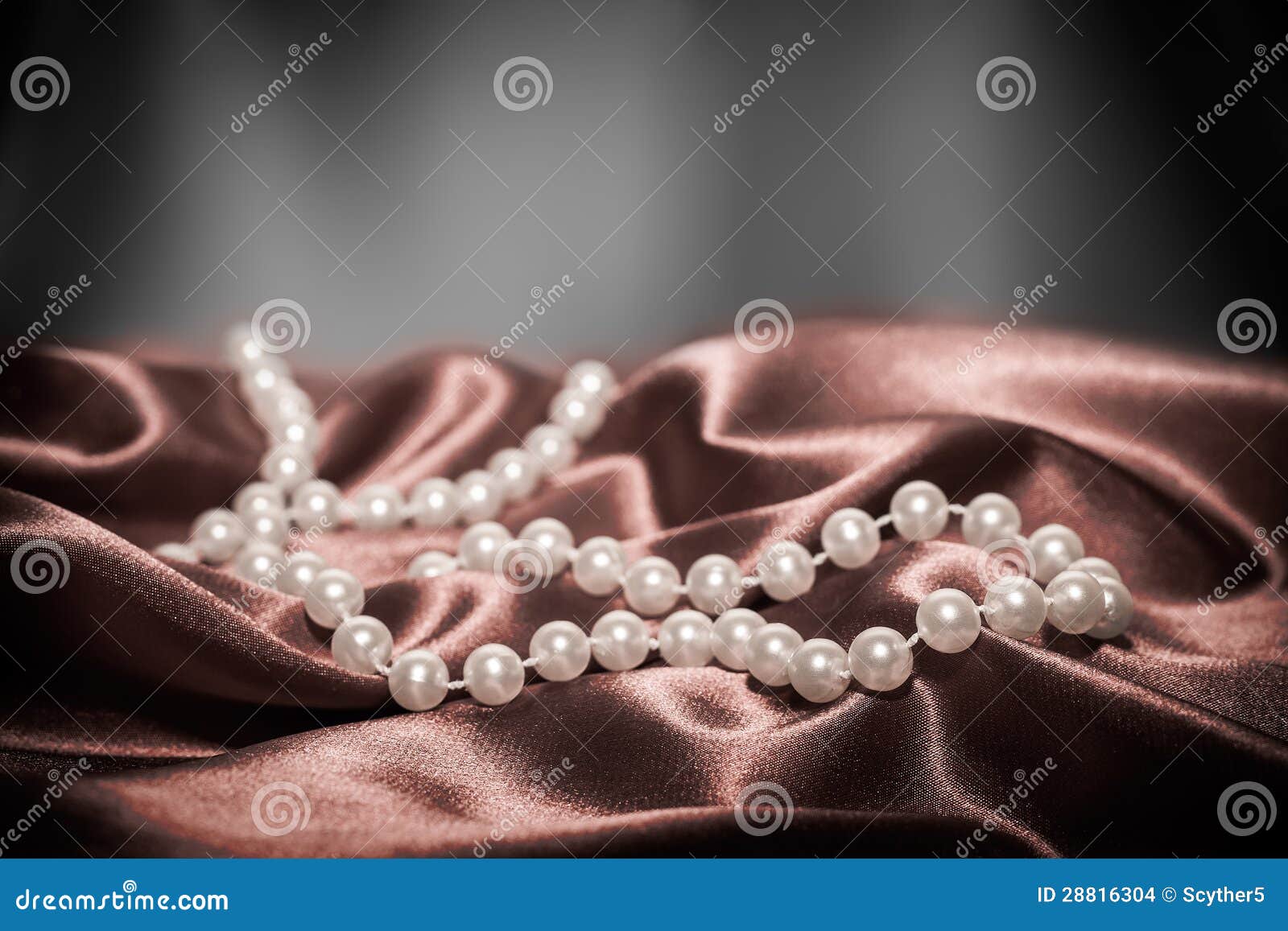 Pearls on a Silk Fabric Background Stock Photo - Image of feminine ...