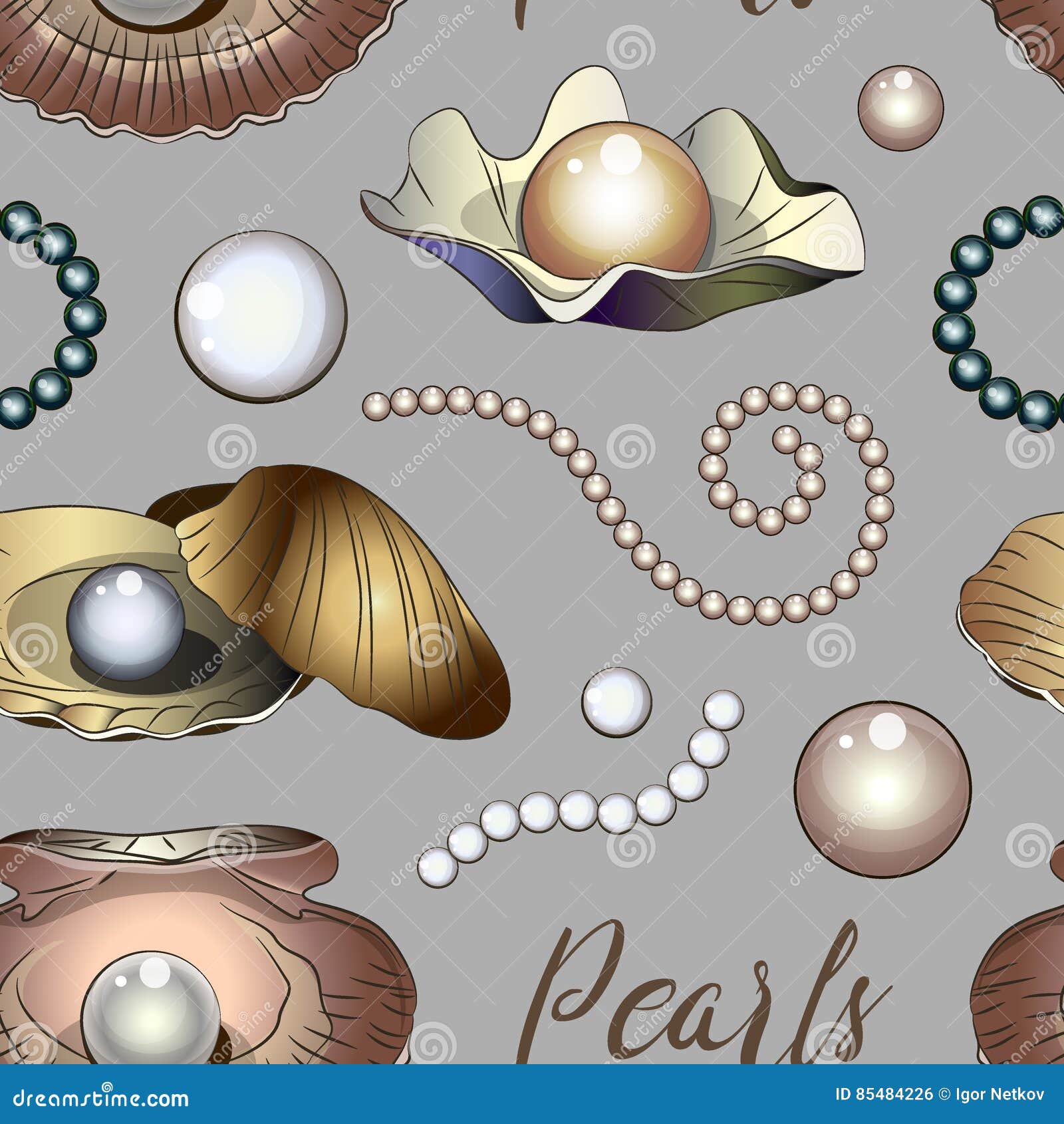 Pearls vector set pattern stock vector. Illustration of black - 85484226
