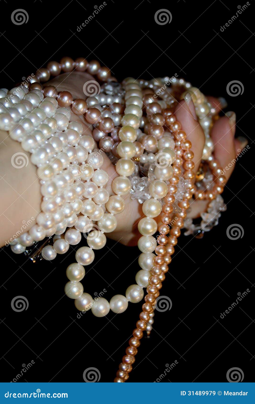 Pearls in women hand stock image. Image of elegance, female - 31489979