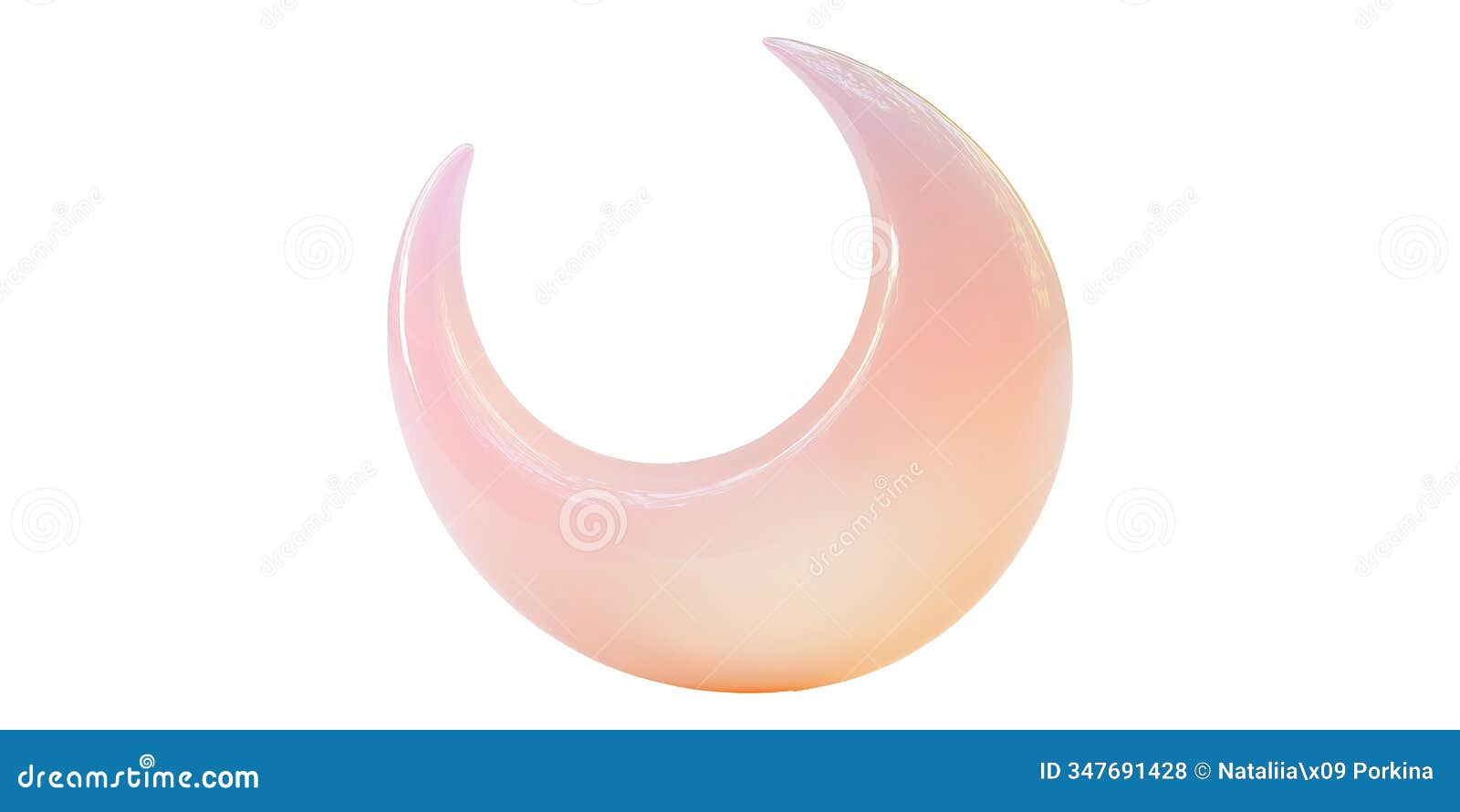 Pearly Crescent Moon Icon with Soft Glow 3D Icon Isolated on ...