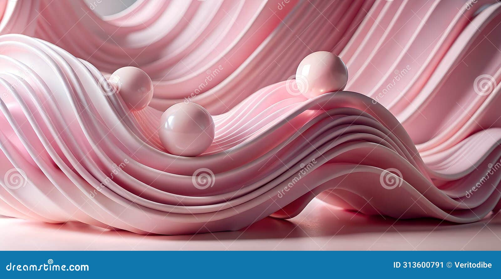 Pink 3D Curved Shapes Simulating Wave Movements Concept of Movement ...
