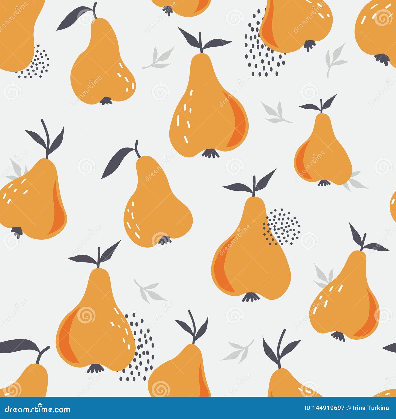 Pears, Decorative Background. Seamless Pattern with Fruits Stock Vector ...