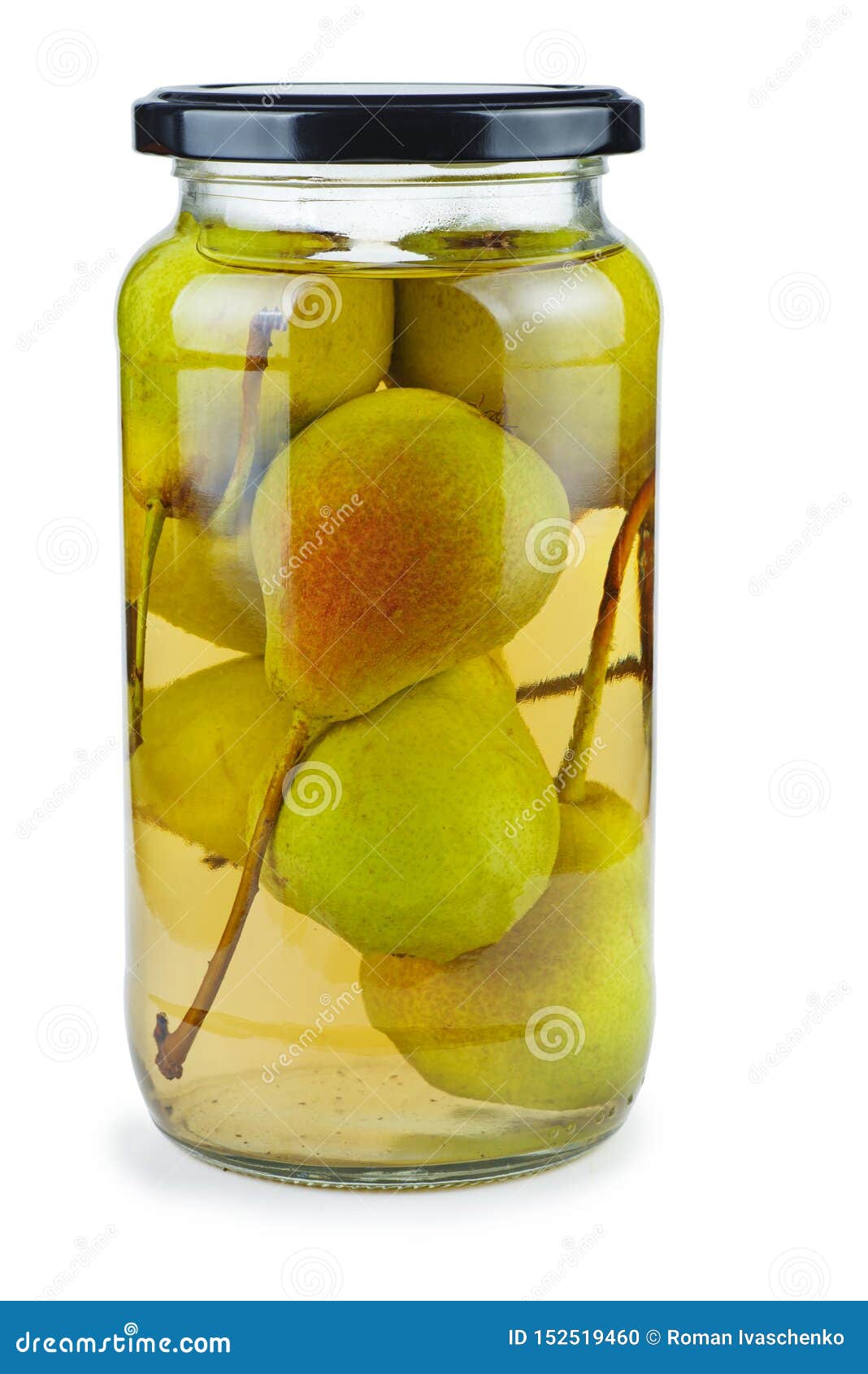 Pears Canned in Glass Jar Isolated on White Background Stock Photo ...