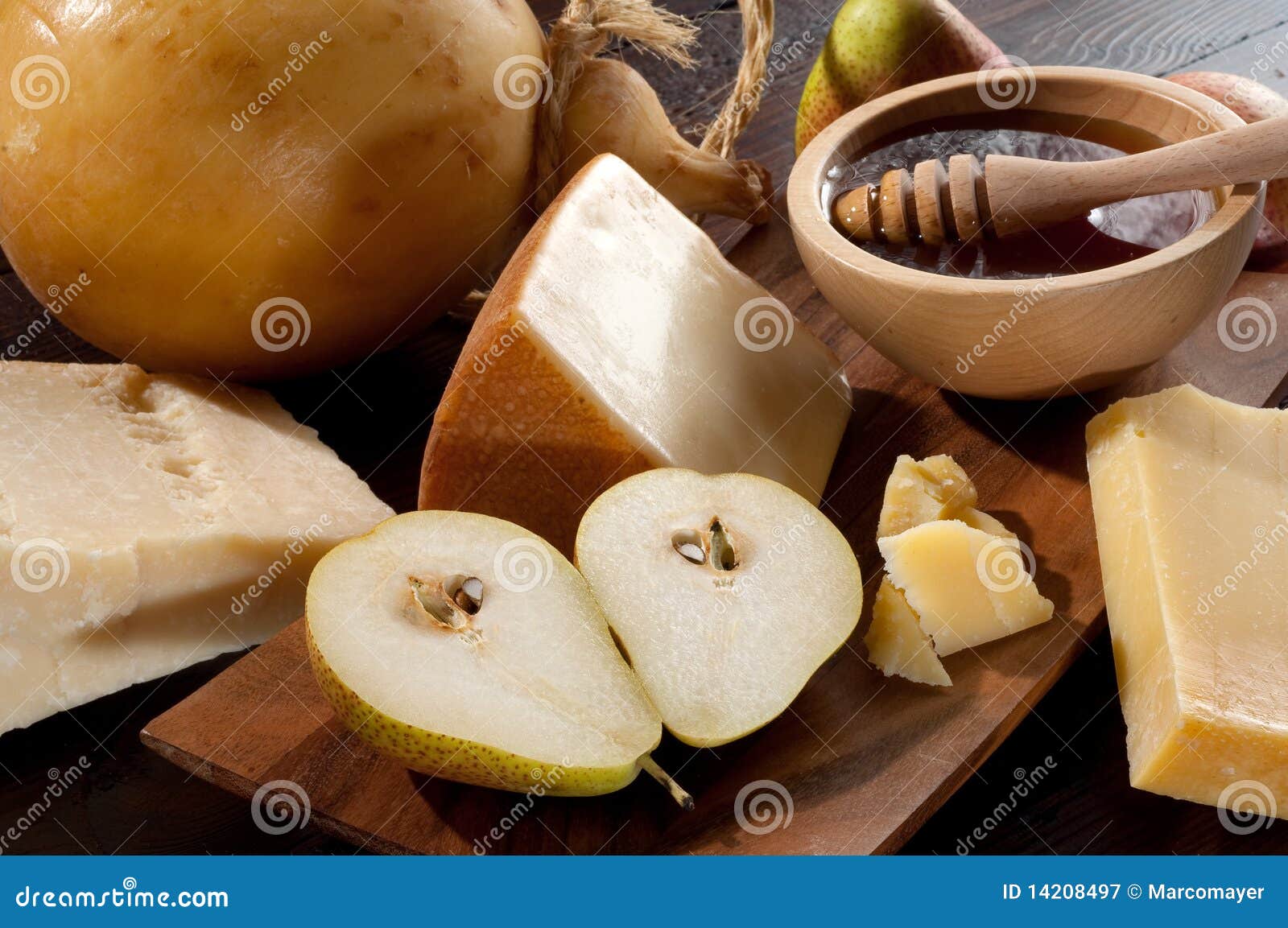 Pears Cheese and Bowl with Honey Stock Image - Image of delicious ...