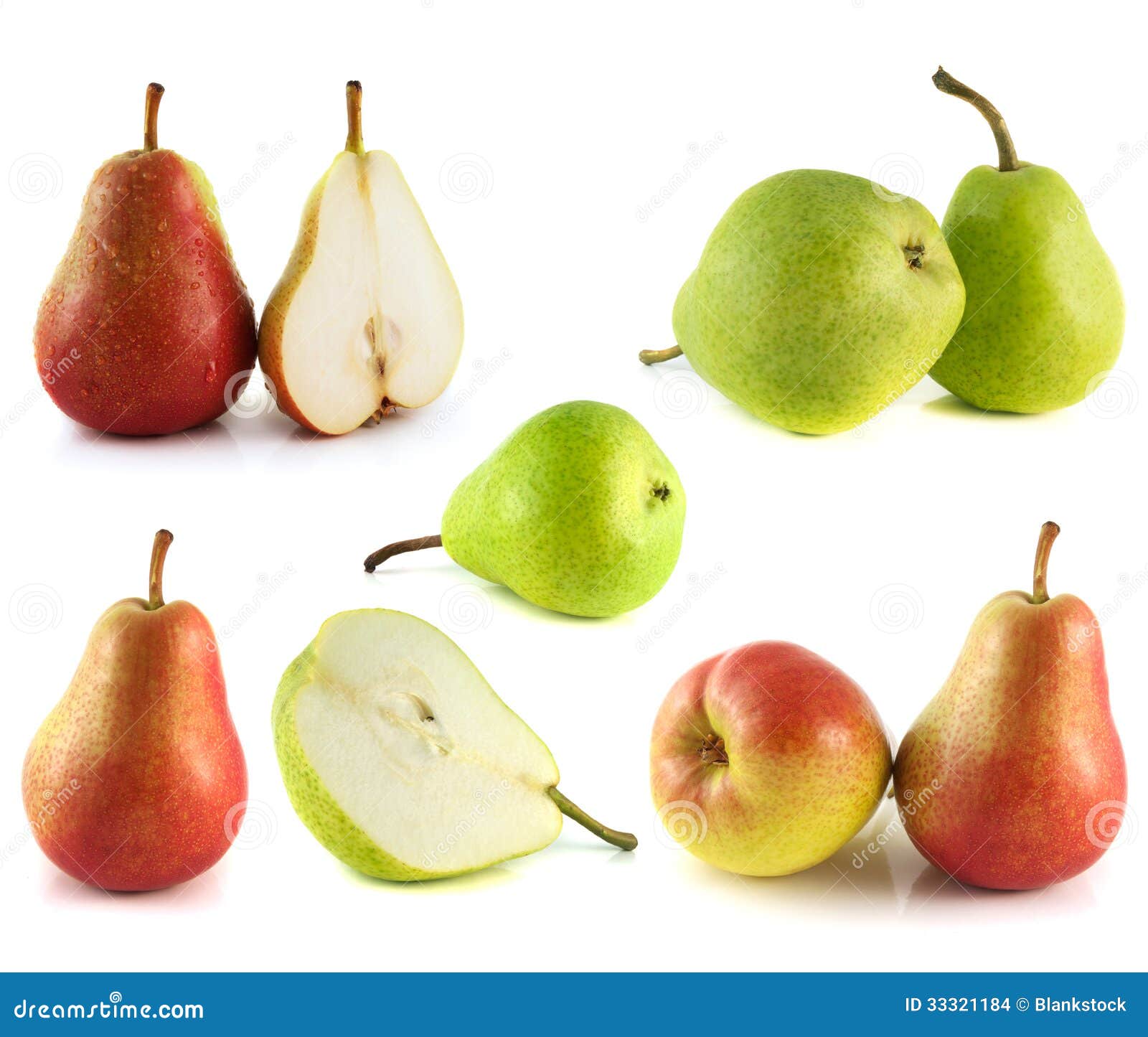 Pears Collection on White Background Stock Photo - Image of diet ...