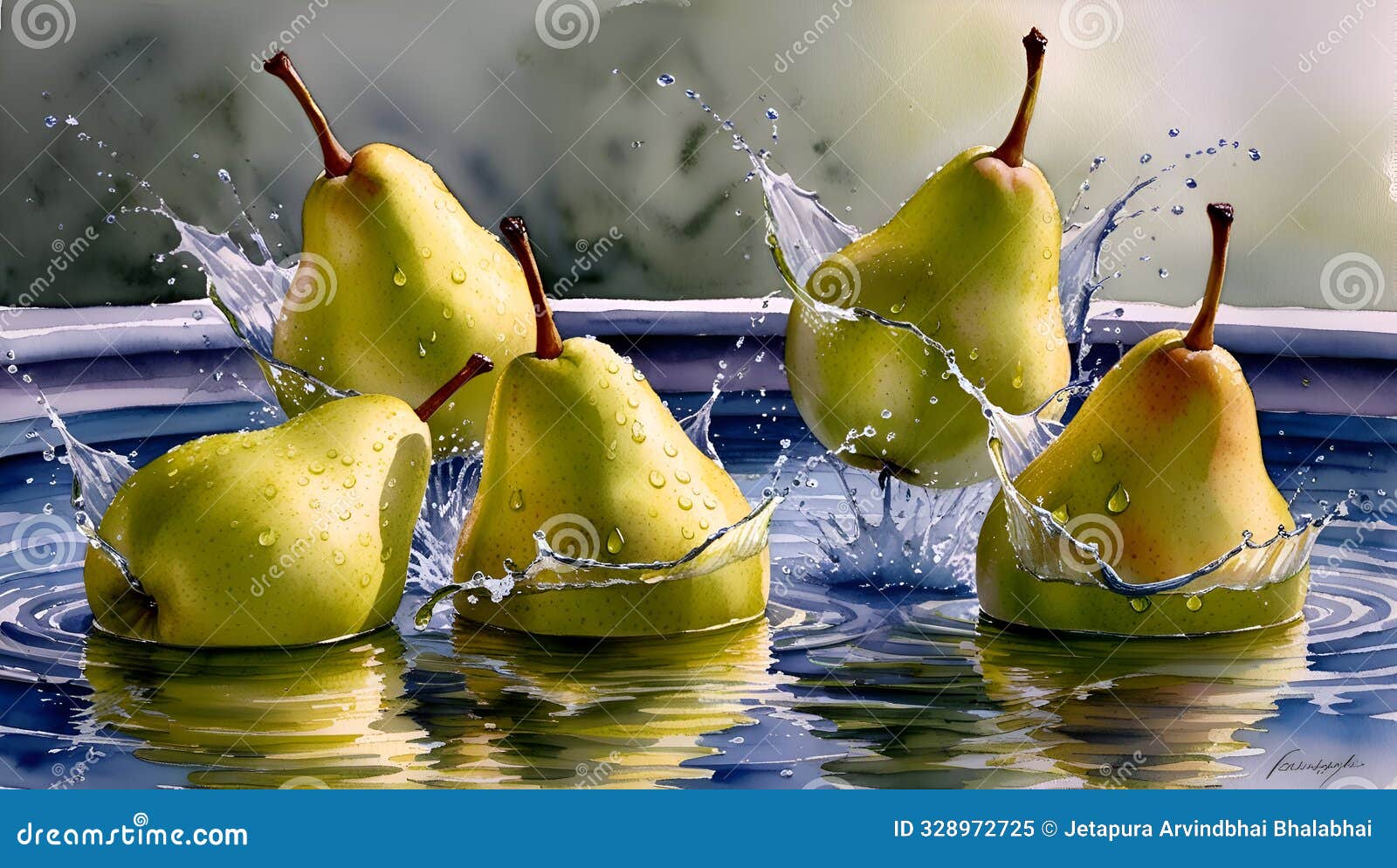 Pears Fruits Falling into Water Splash Stock Image - Image of juicy ...