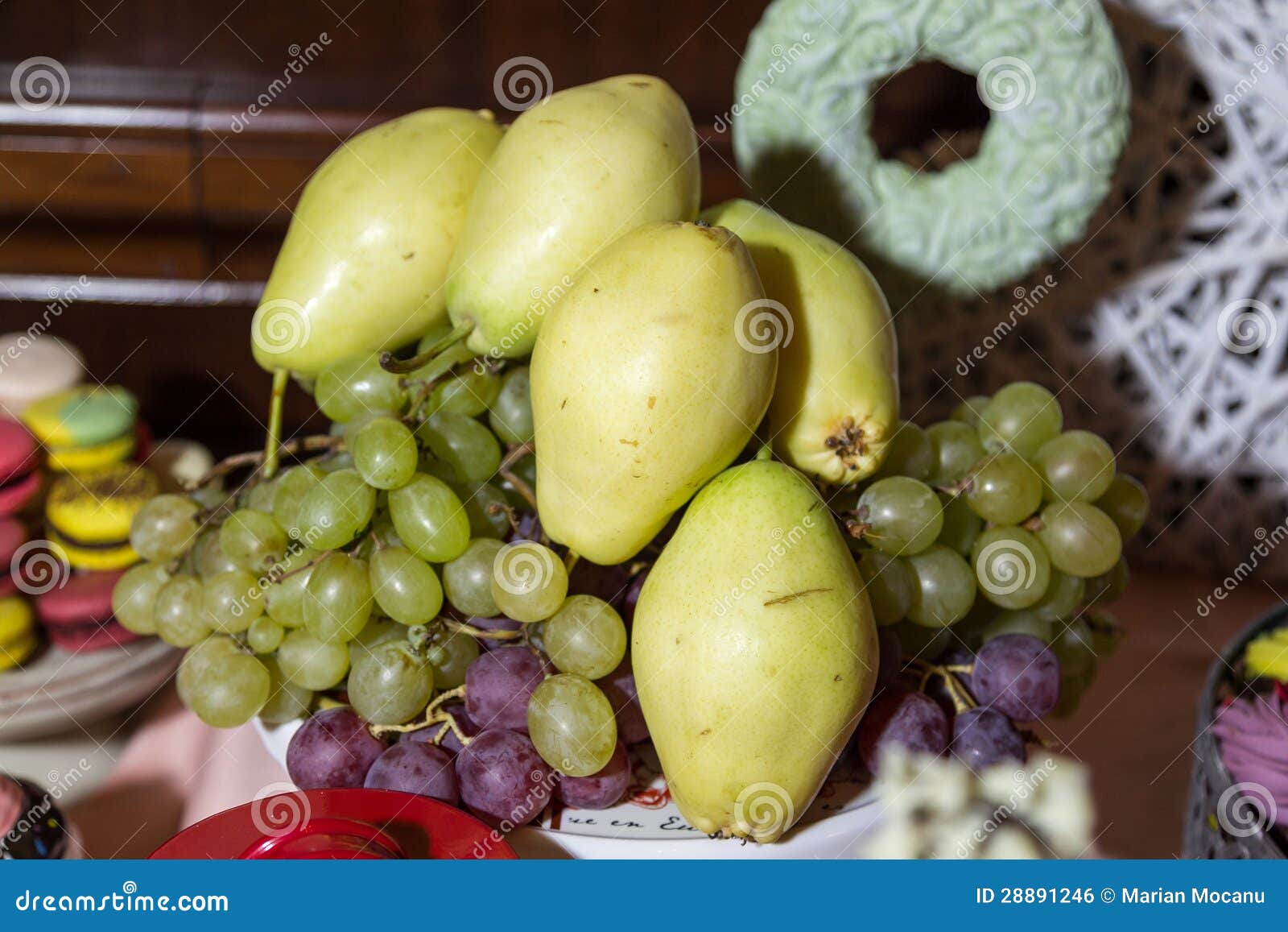 Pears and grapes stock photo. Image of fruit, table, grapes - 28891246
