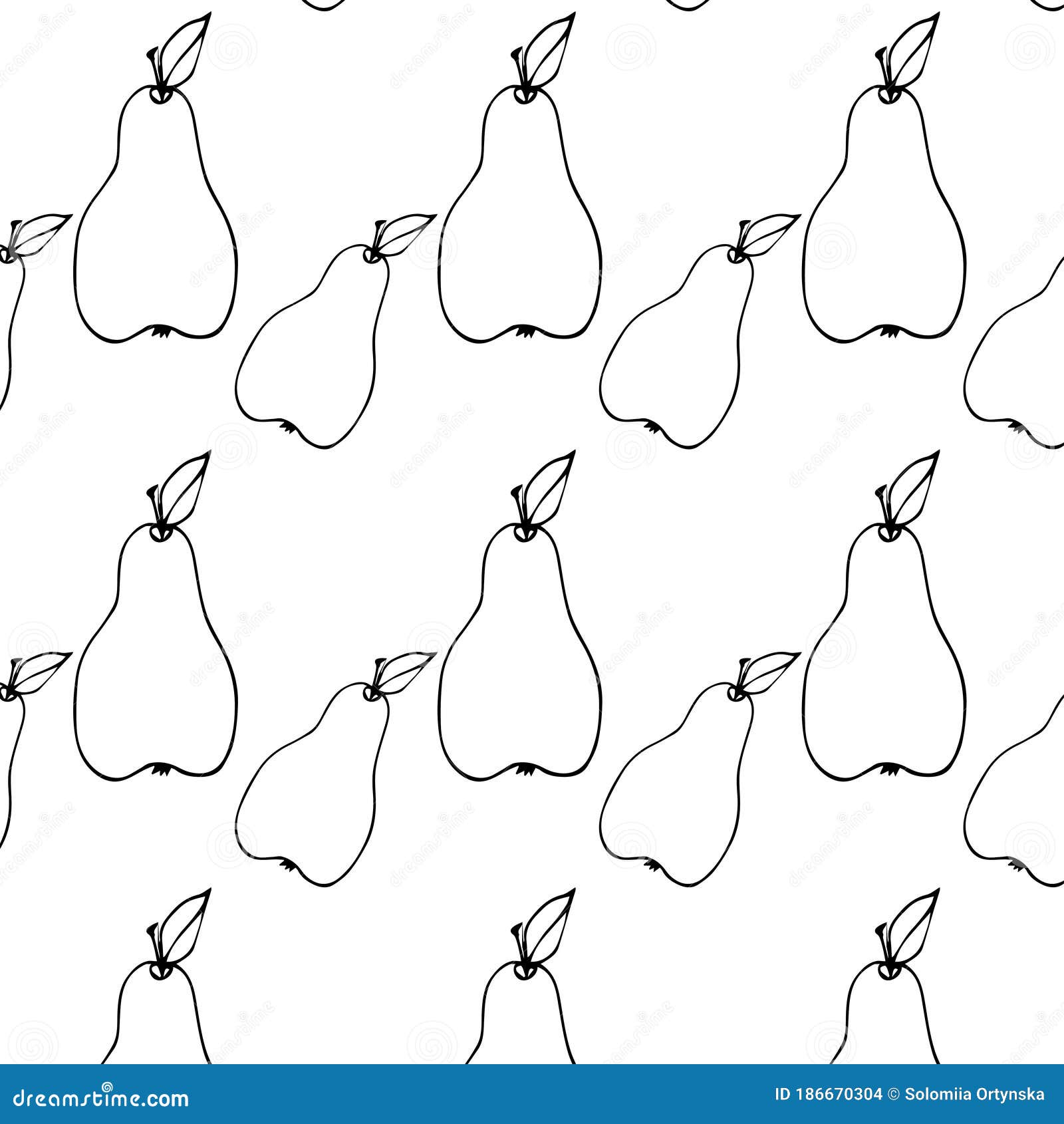 Pears Pattern Hand Drawn Line Art Wallpaper Leaf Natural Stock Vector ...