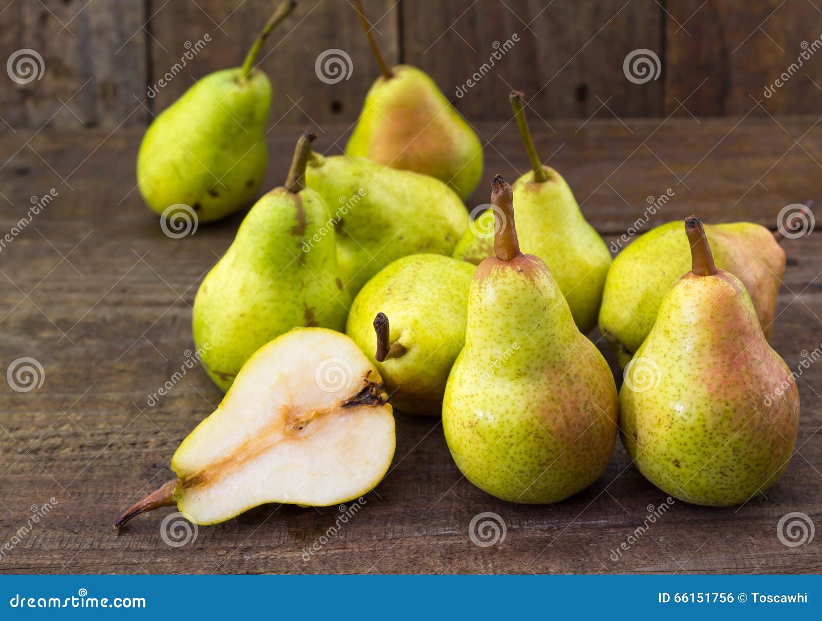 Pears on Rustic Wood Background Stock Photo - Image of juice, autumn ...