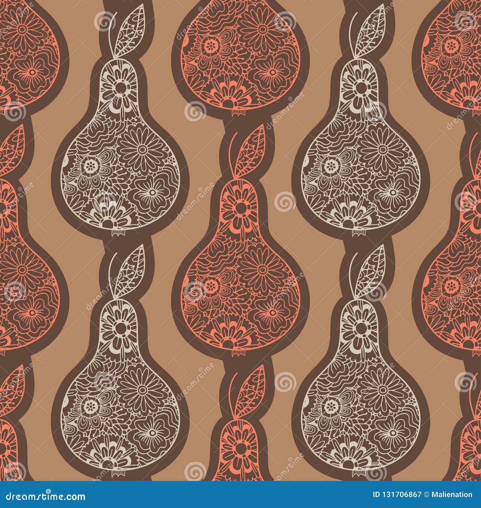 Pears Seamless Pattern. Modern Brown Wrapping Paper. Textile Print ...