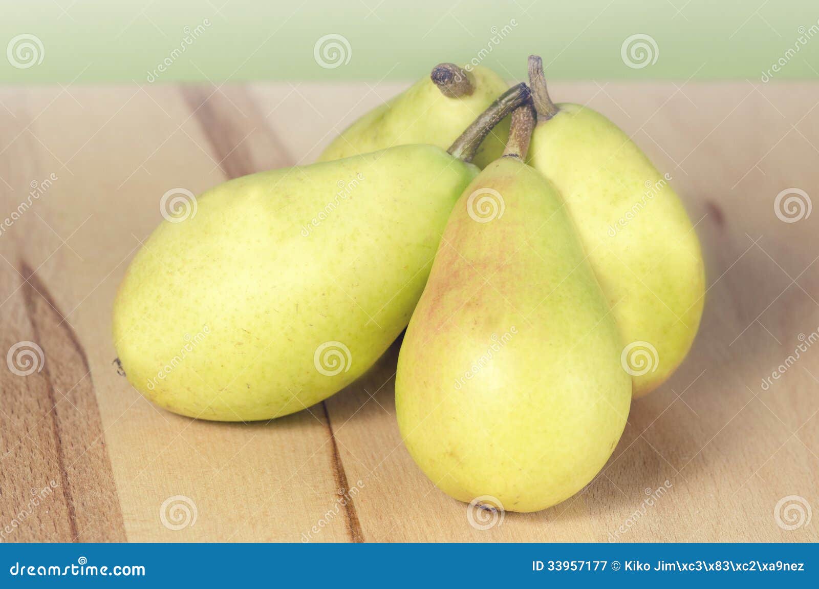 Pears on wood stock image. Image of green, juice, nutrition - 33957177