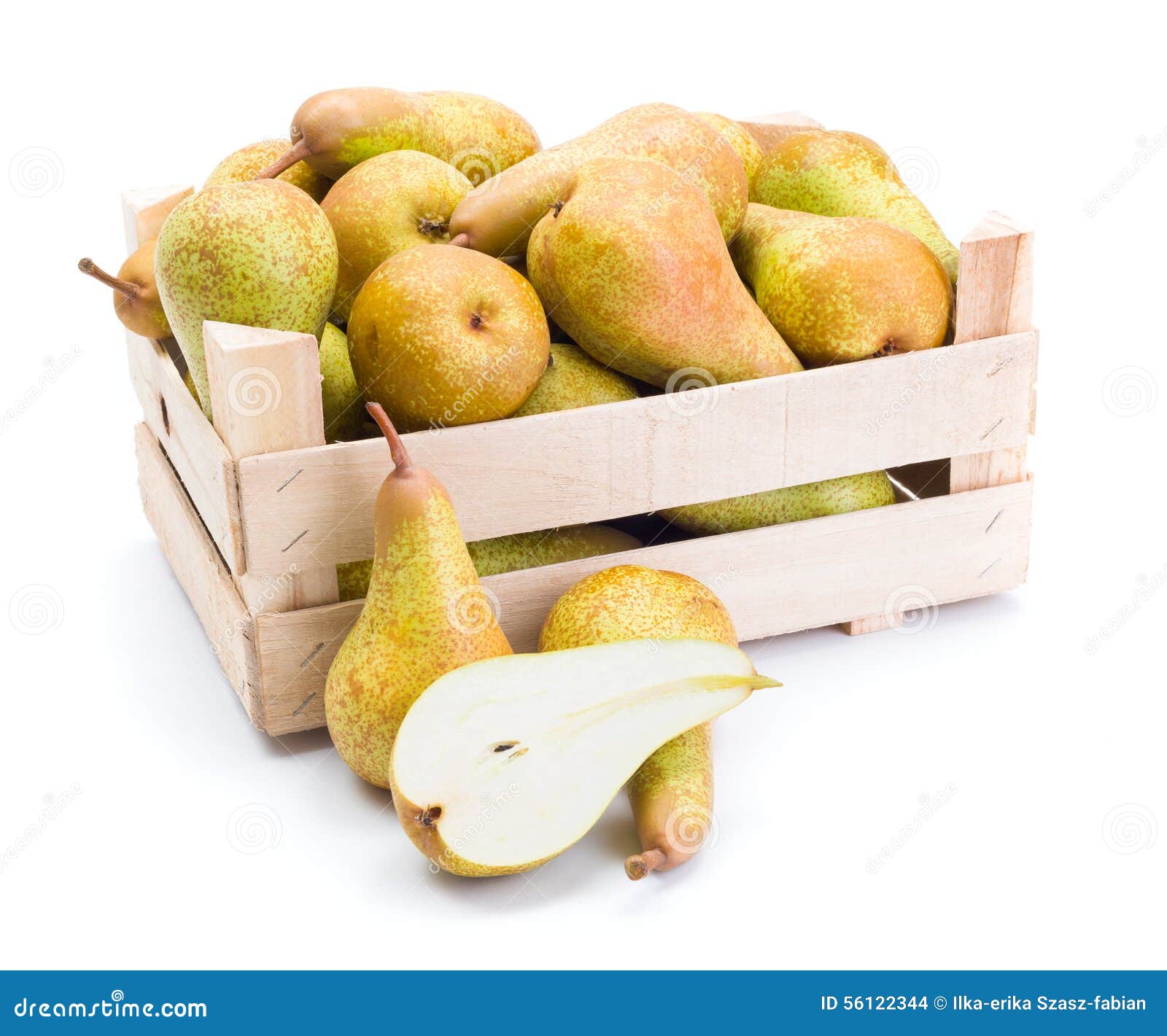 Pears in wooden box stock photo. Image of yellow, vegan - 56122344