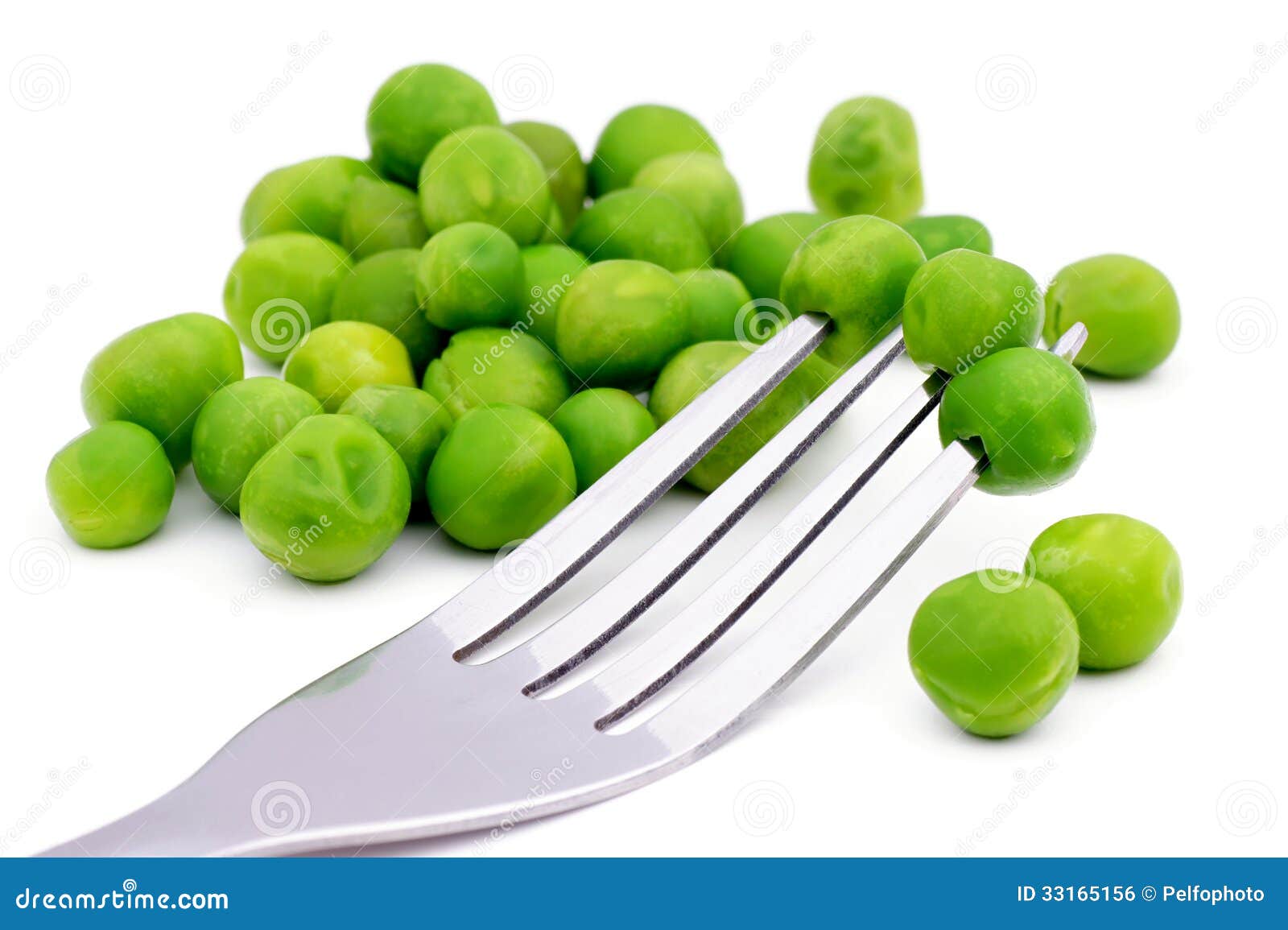 Peas on fork. stock photo. Image of ball, diet, mineral - 33165156