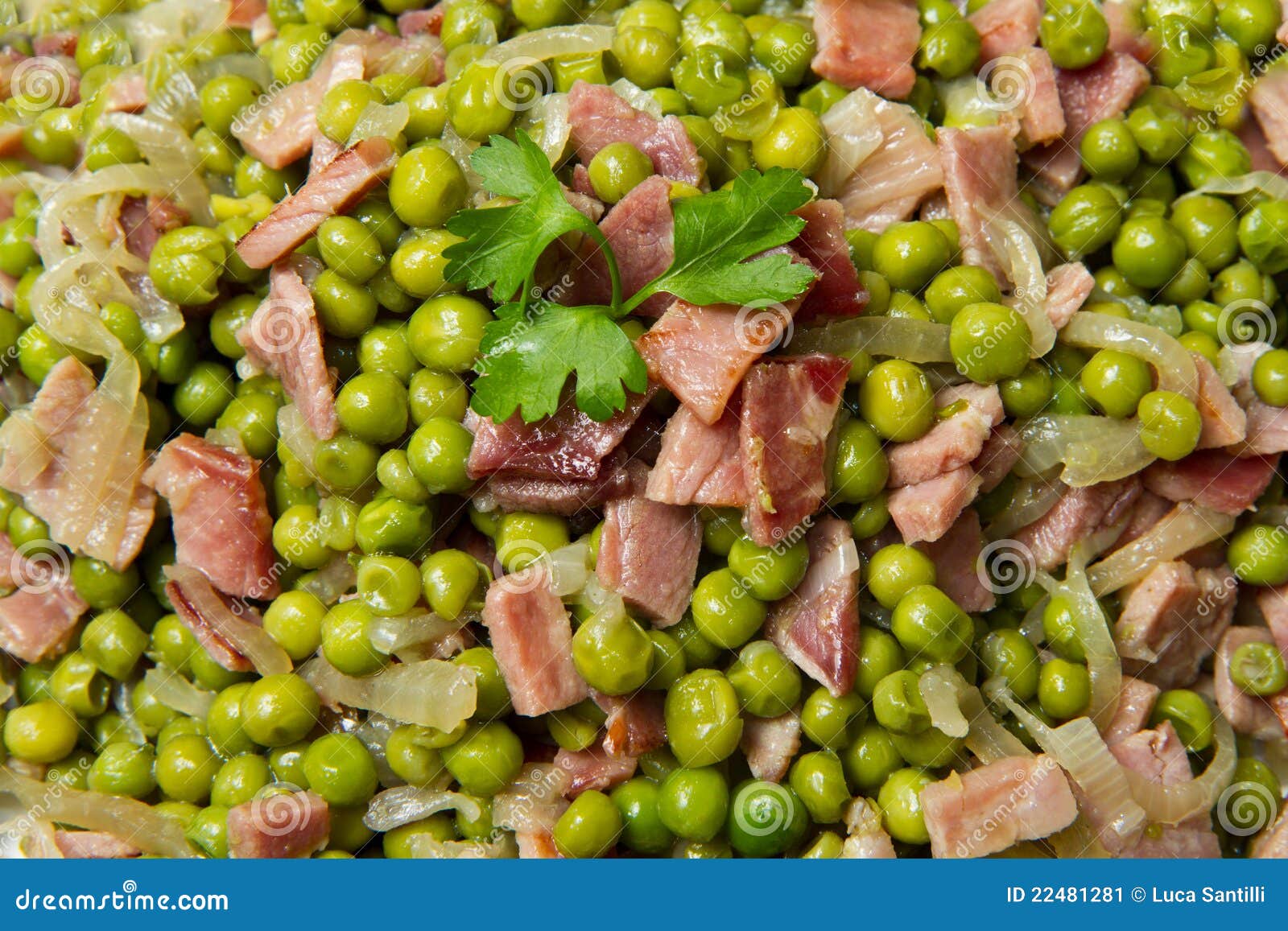 Peas with ham stock image. Image of onion, cooked, recipe - 22481281