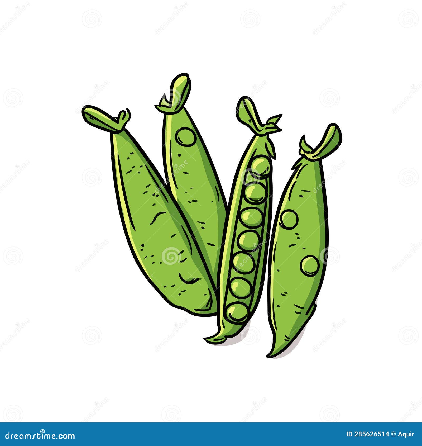 Peas Hand-drawn Illustration. Peas. Vector Doodle Style Cartoon ...