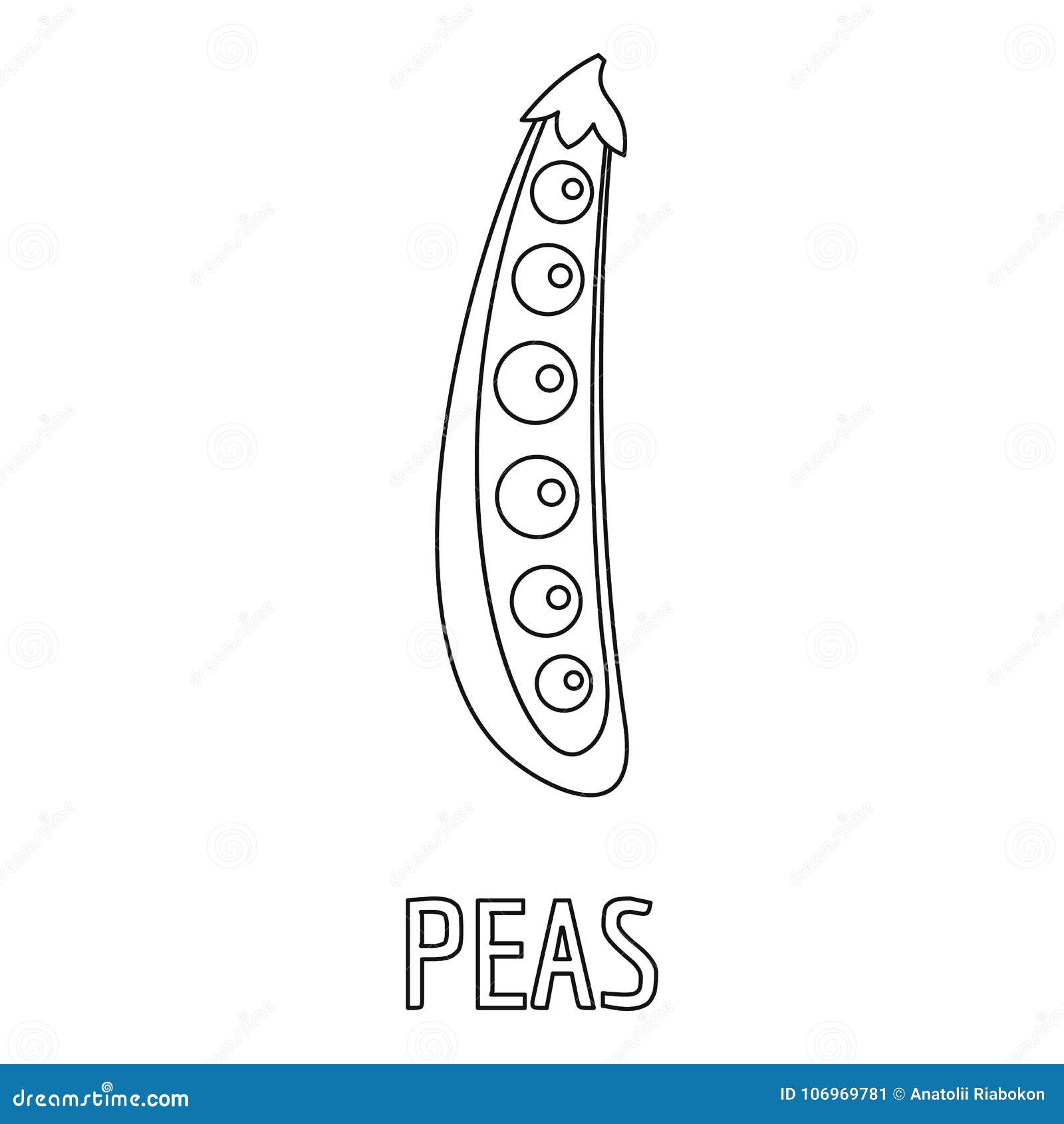 Peas icon, outline style. stock vector. Illustration of vector - 106969781