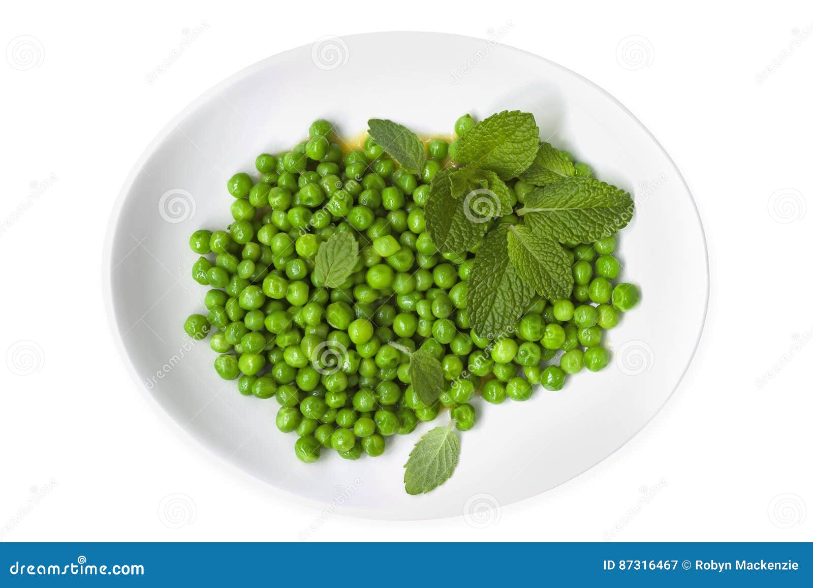 Peas with Mint Top View Isolated Stock Image - Image of plate, overhead ...