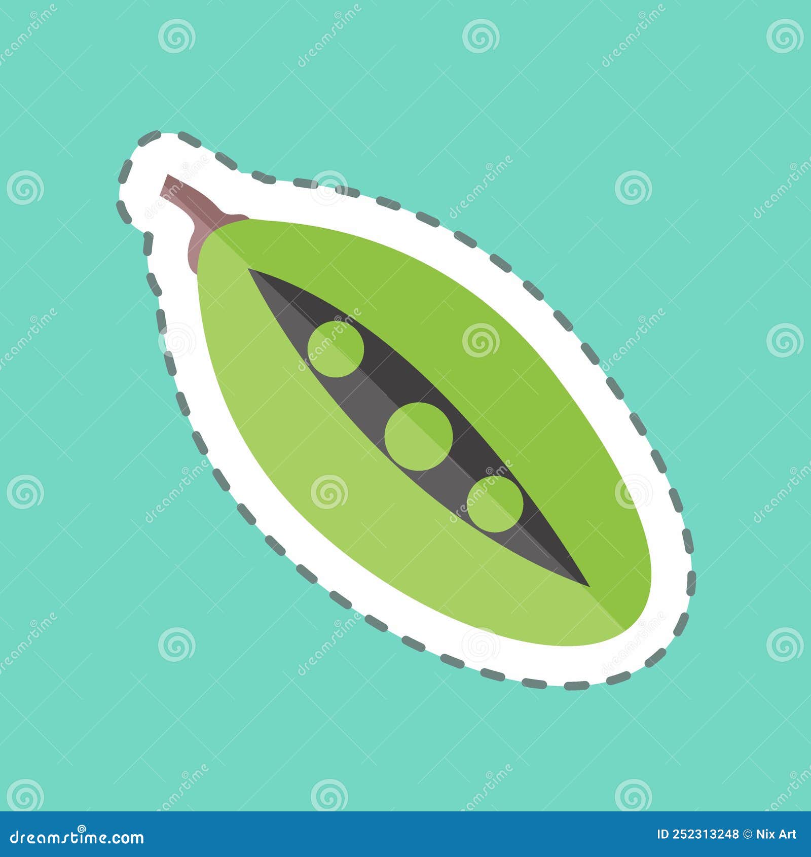 Peas Sticker in Trendy Line Cut Isolated on Blue Background Stock ...