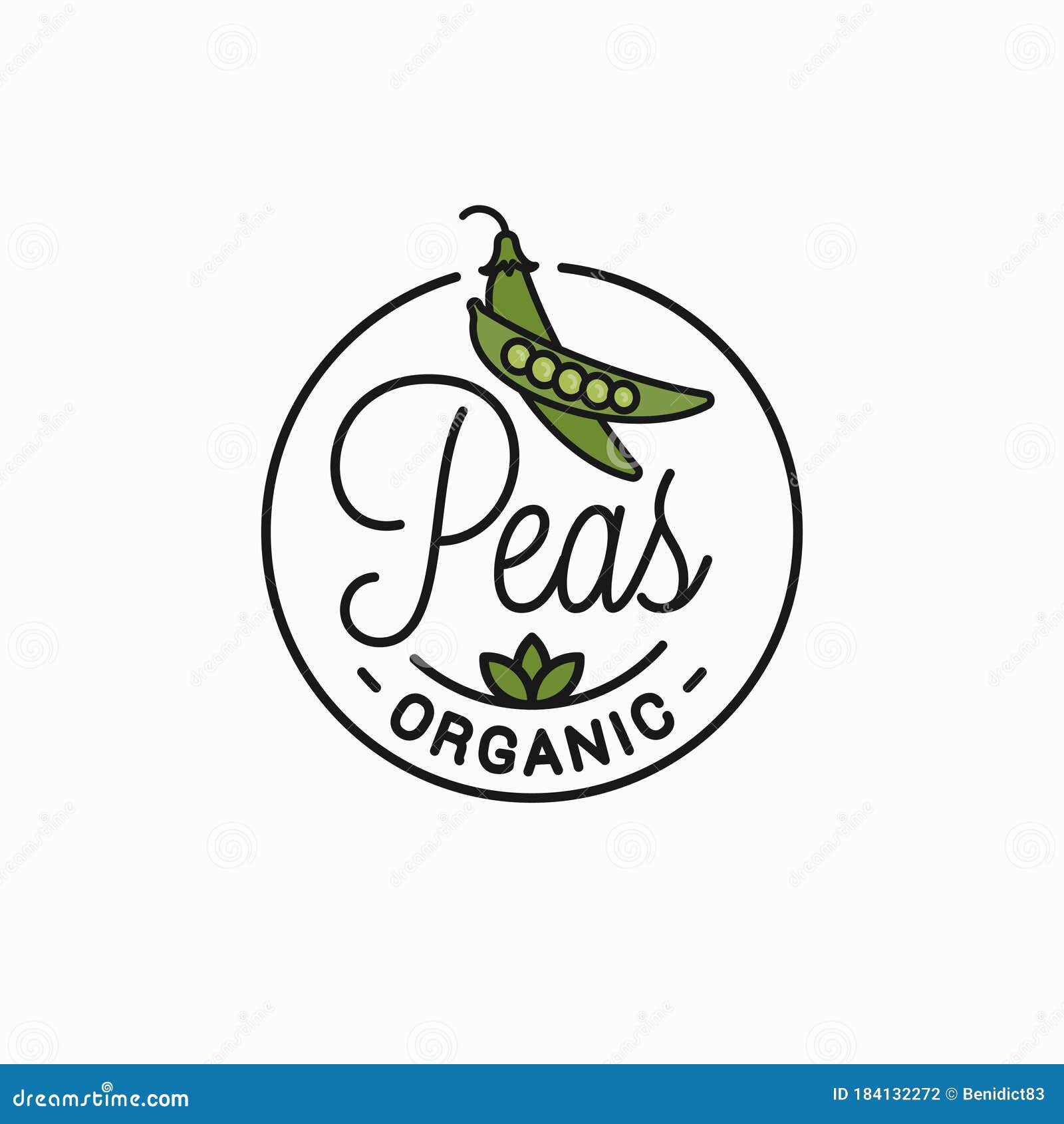 Peas Vegetable Logo. Round Linear Of Green Pea Vector Illustration ...