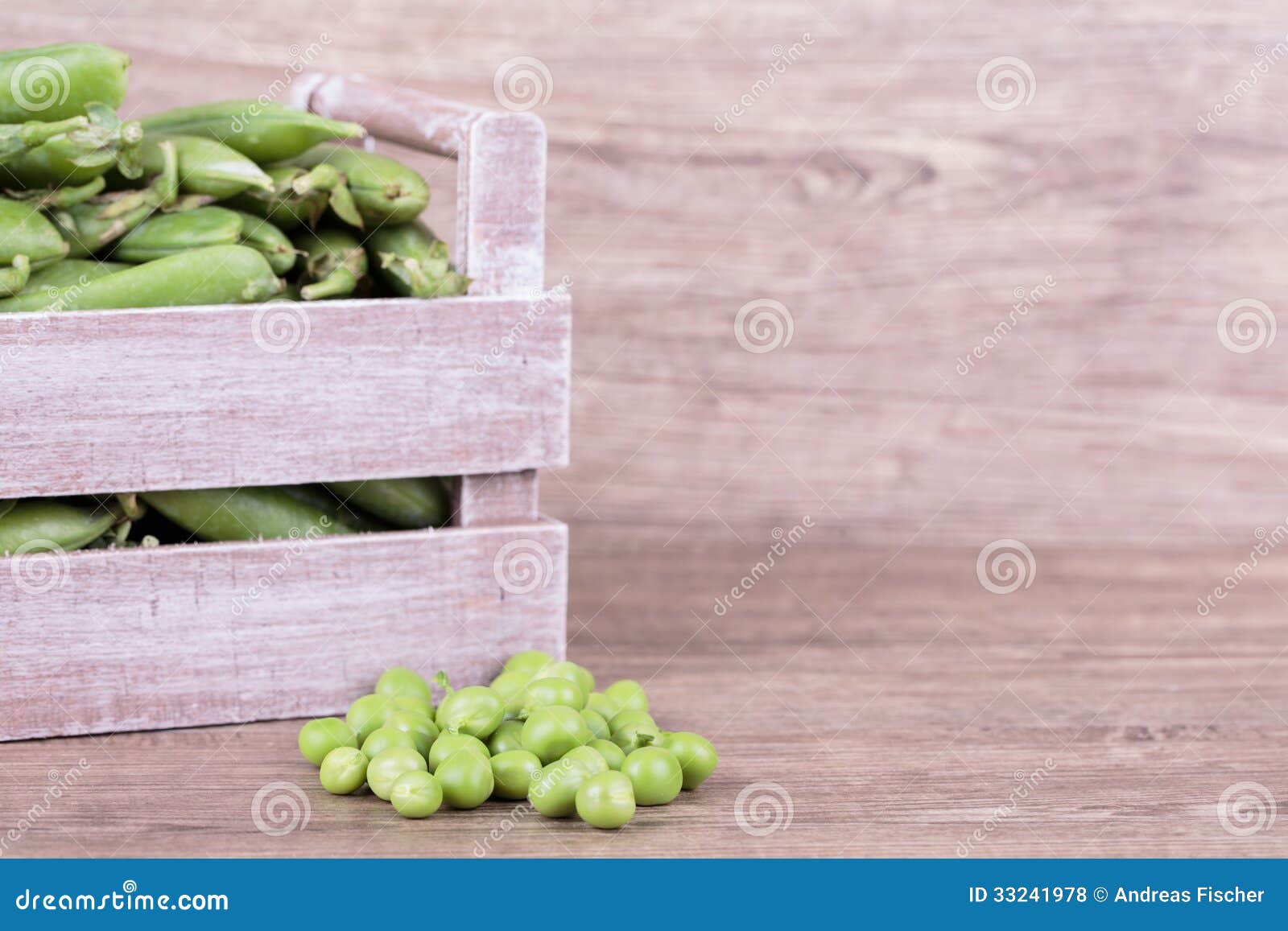 Peas in wooden box stock photo. Image of grain, ball - 33241978