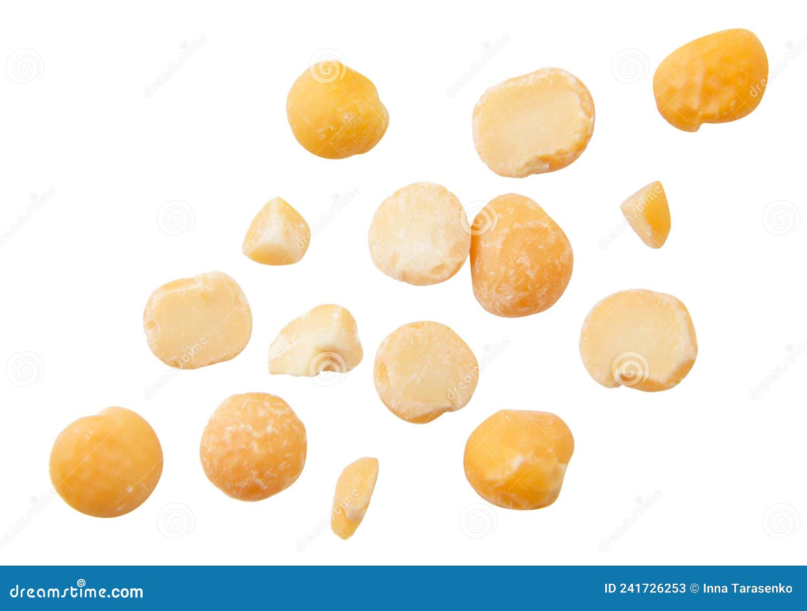 Peas Yellow Split Falling on a White Background, Cut. Isolated Stock ...