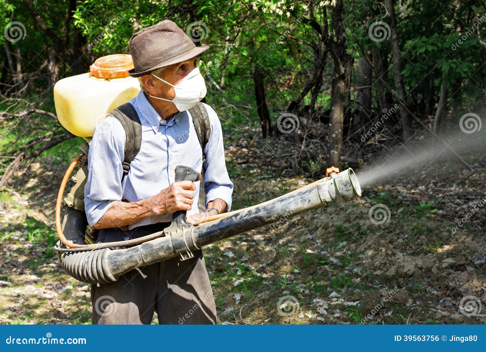Peasant Spraying the Trees with Chemicals Stock Photo - Image of insect ...