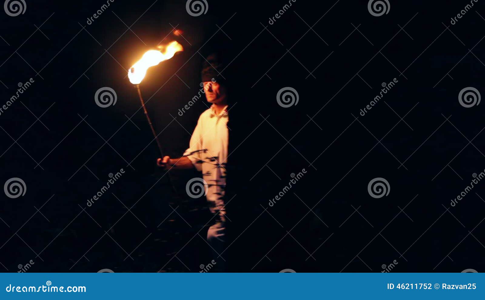 Peasant Walking through Forest Using a Wooden Torch Stock Footage ...