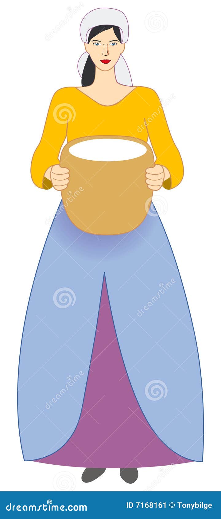 Peasant Woman Character Wearing 18th-century Attire, Including A Bonnet ...