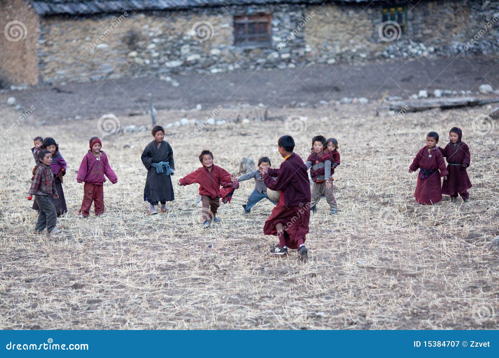 Peasants Children and Monks Playing Soccer Editorial Photography ...